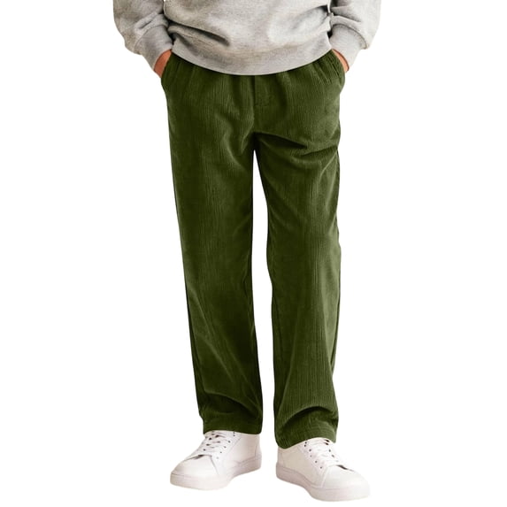 Boy's Casual Corduroy Pants Elastic Waist Drawstring Baggy Sweatpants ...