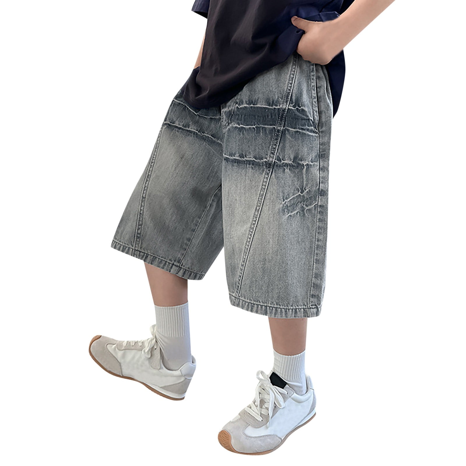 Boy's Casual Straight Leg Jeans, Loose Fit Denim Pants with Pockets for ...