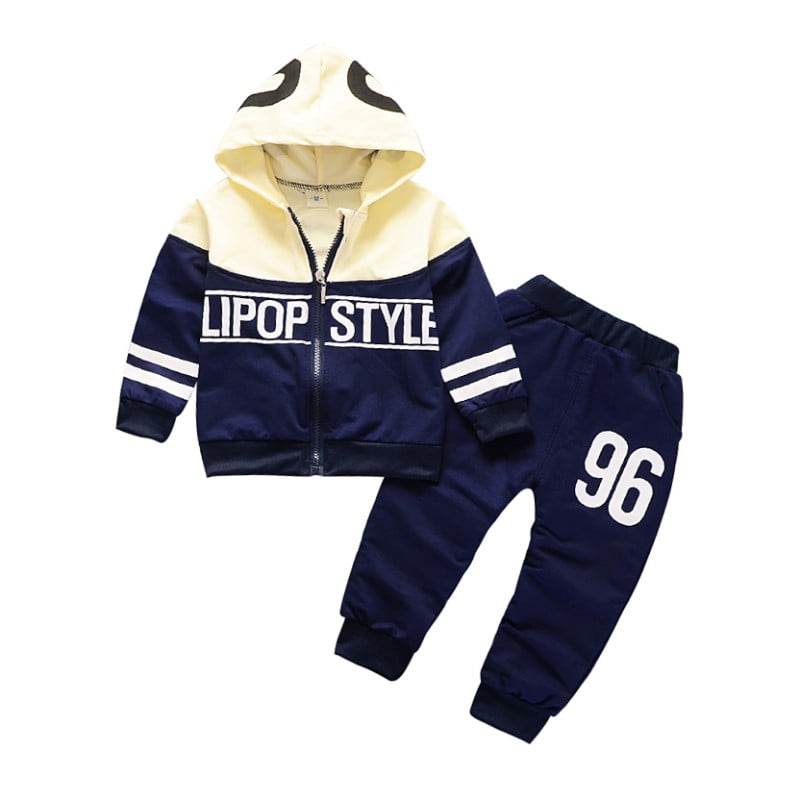 Boy's Casual Tracksuit Long Sleeve Color Block Hoodie Jacket Sweatsuit ...