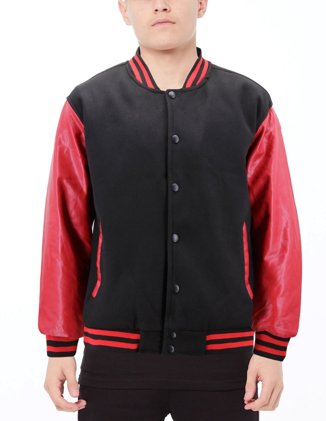 Boy's Classic Two Tone Snap Button College Sports Kids Letterman ...