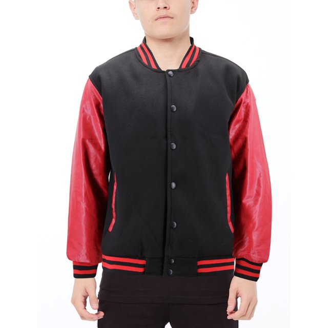 Boy's Classic Two Tone Snap Button College Sports Kids Letterman ...