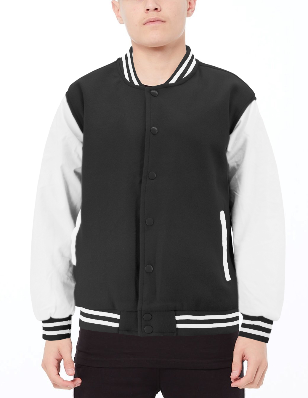 Boy's Classic Two Tone Snap Button College Sports Kids Letterman ...