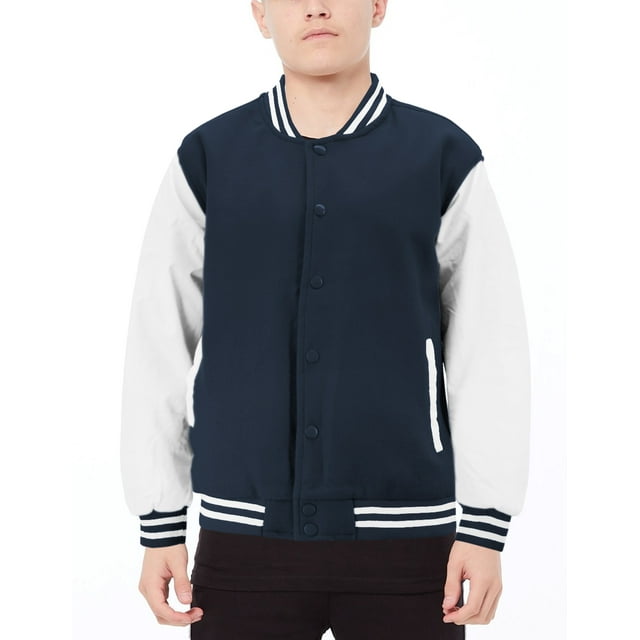 Boy's Classic Two Tone Snap Button College Sports Kids Letterman ...