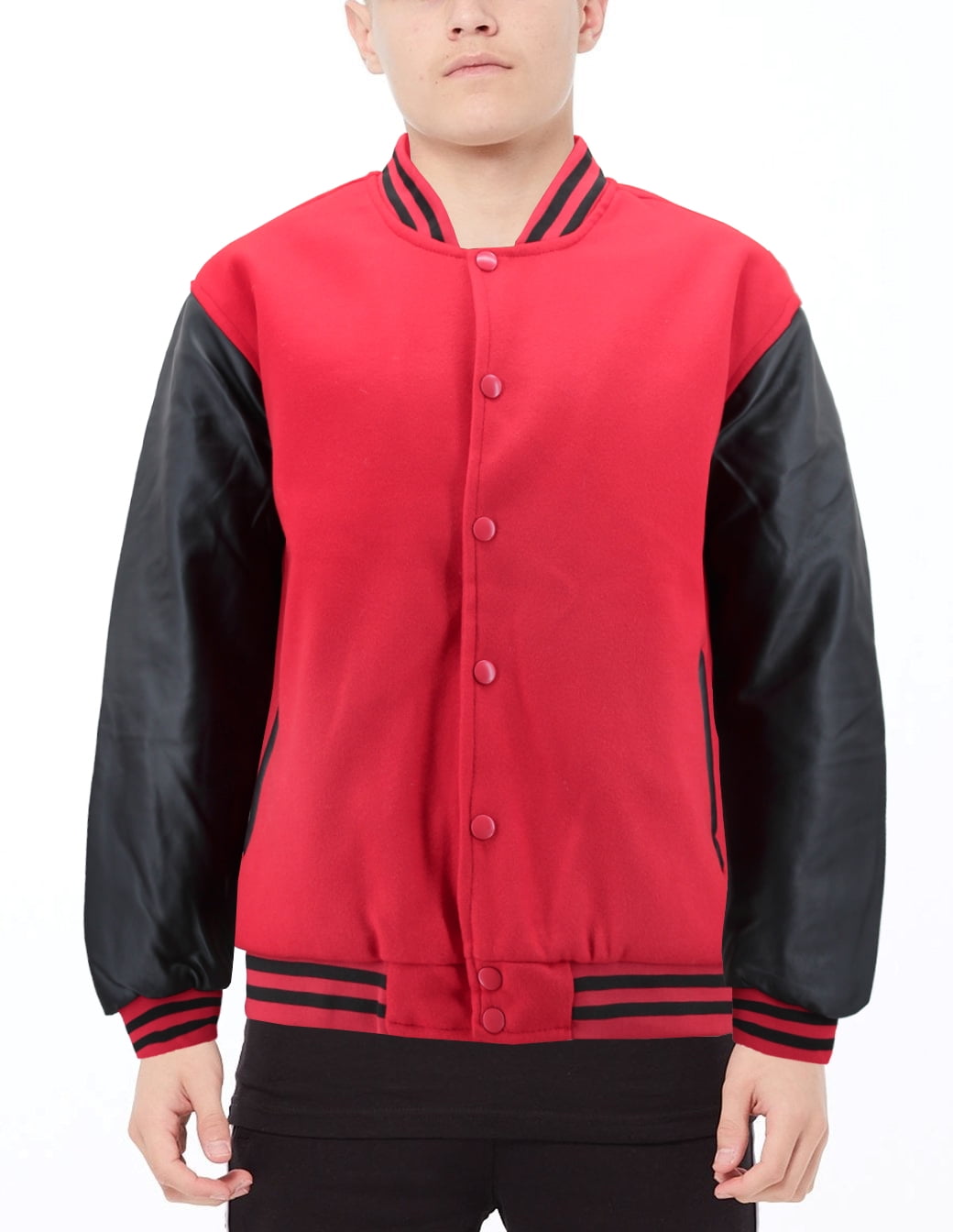 Boy's Classic Two Tone Snap Button College Sports Kids Letterman ...