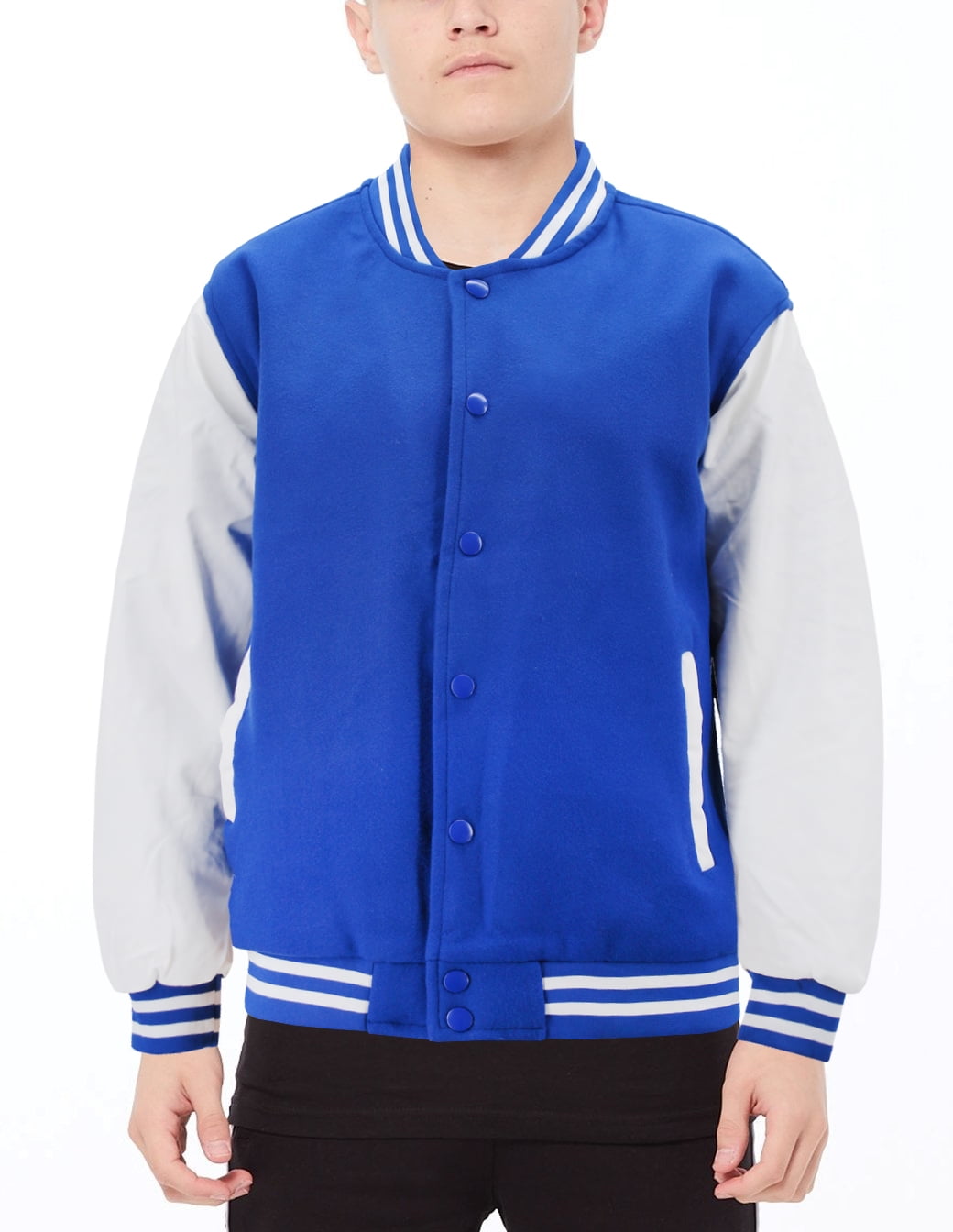 Boy's Classic Two Tone Snap Button College Sports Kids Letterman ...