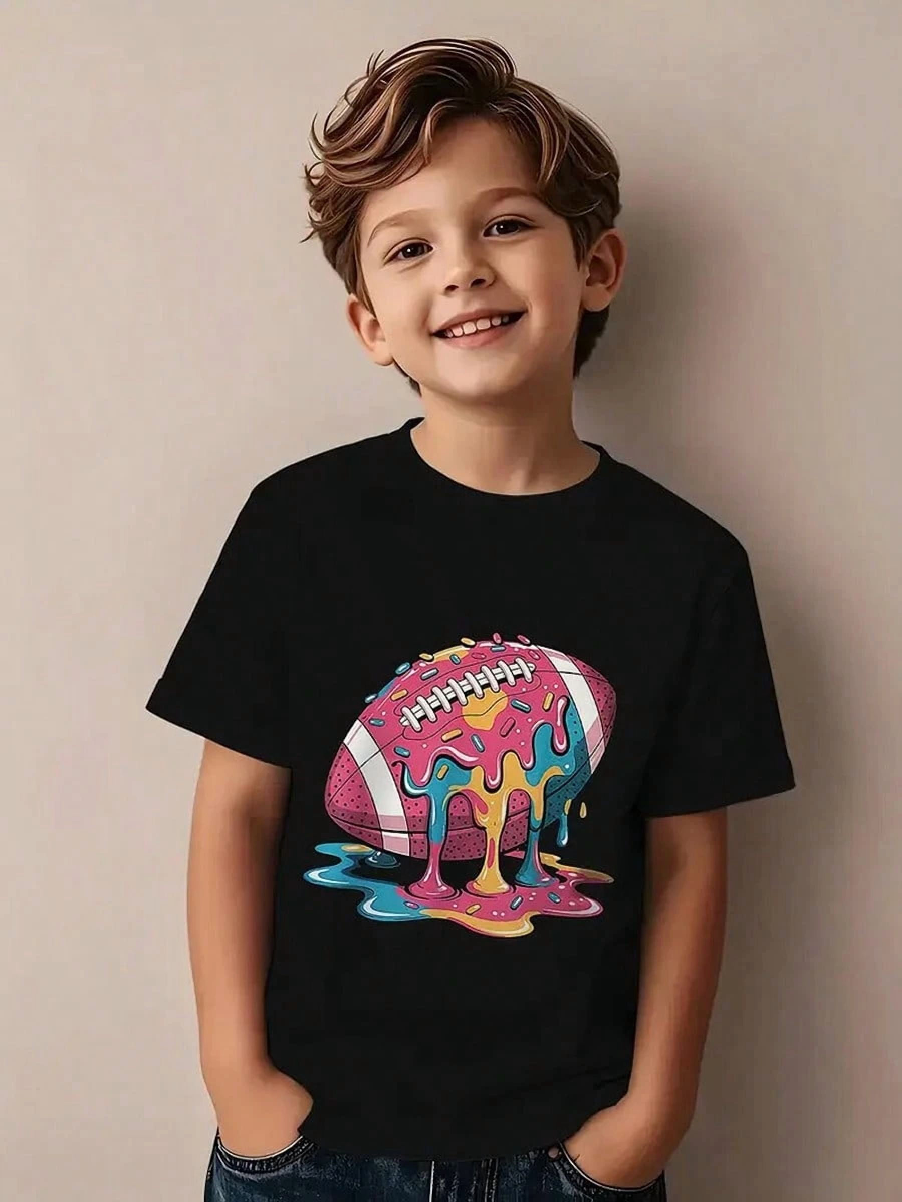 Boy's Colorful Graphic Dripping Donut Football T-Shirt - Walmart.com