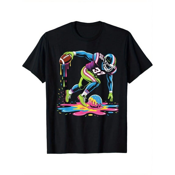 Boy's Colorful Neon Dripping Football Graphic T-Shirt - Walmart.com