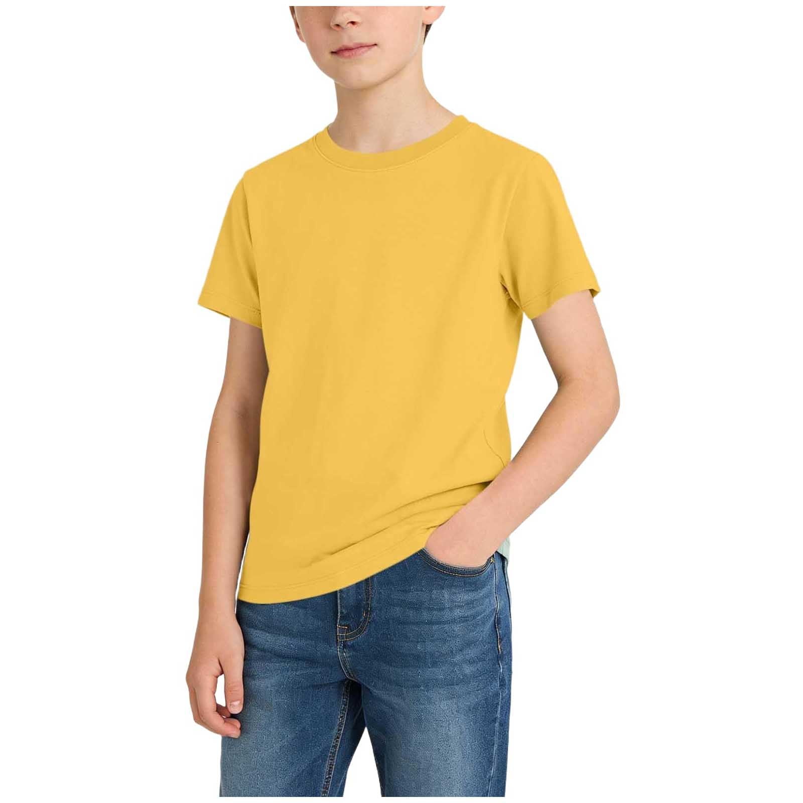 Boy's Cotton T Shirts Kids Short Sleeve Crewneck Plain Tee Shirts ...