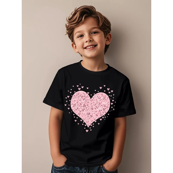 Boy's Cute Sparkly Pink Heart Graphic T-Shirt - Walmart.com