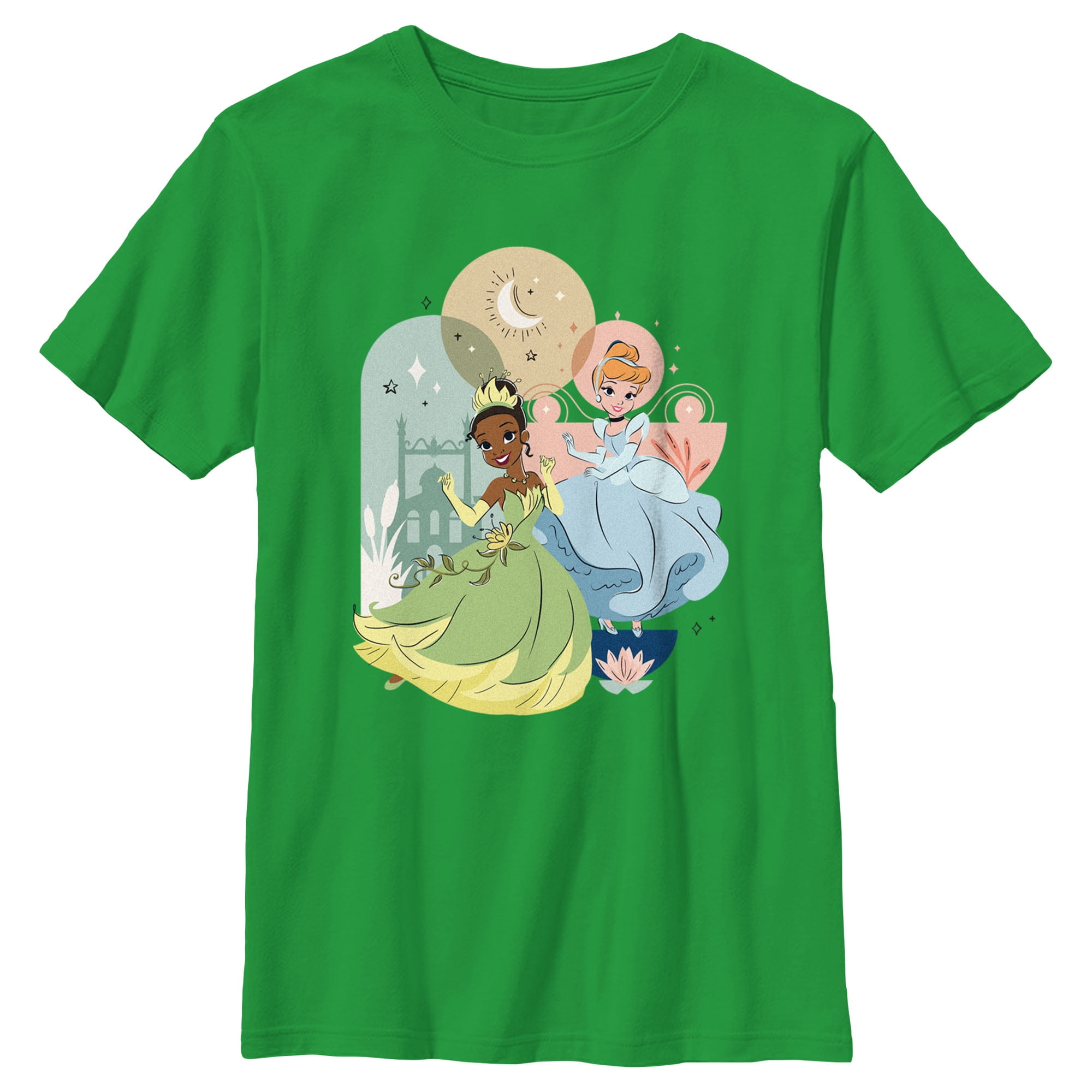 Boy's Disney Tiana and Cinderella Dance Graphic Tee Kelly Green Medium ...