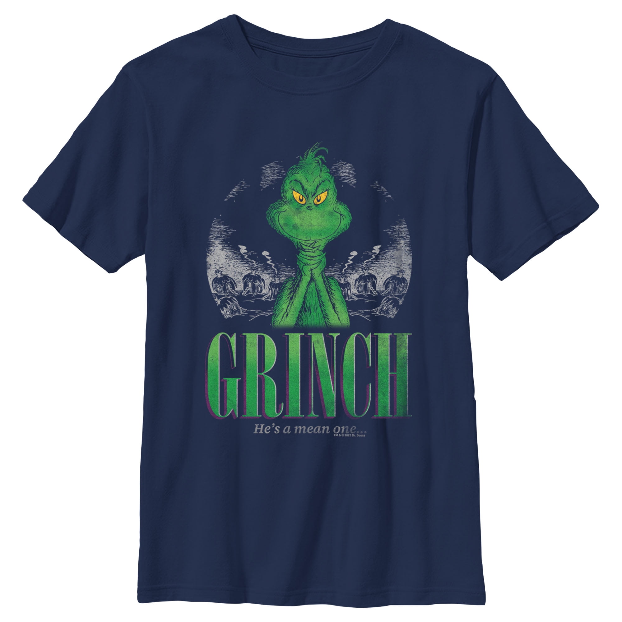 Boy's Dr. Seuss Christmas Grinch You're a Mean One Portrait Graphic T ...
