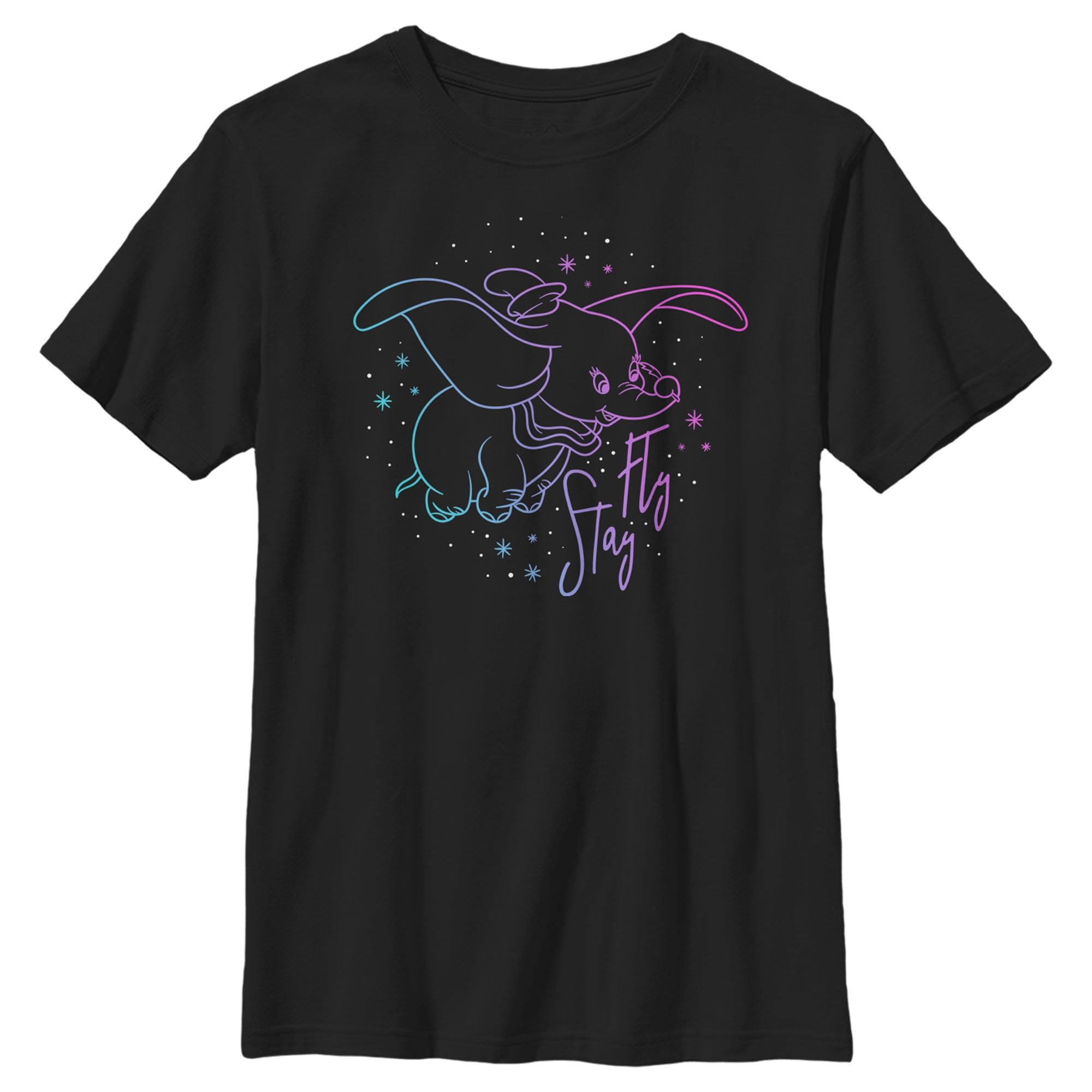Boy's Dumbo Stay Fly Outline Graphic Tee Black Large - Walmart.com