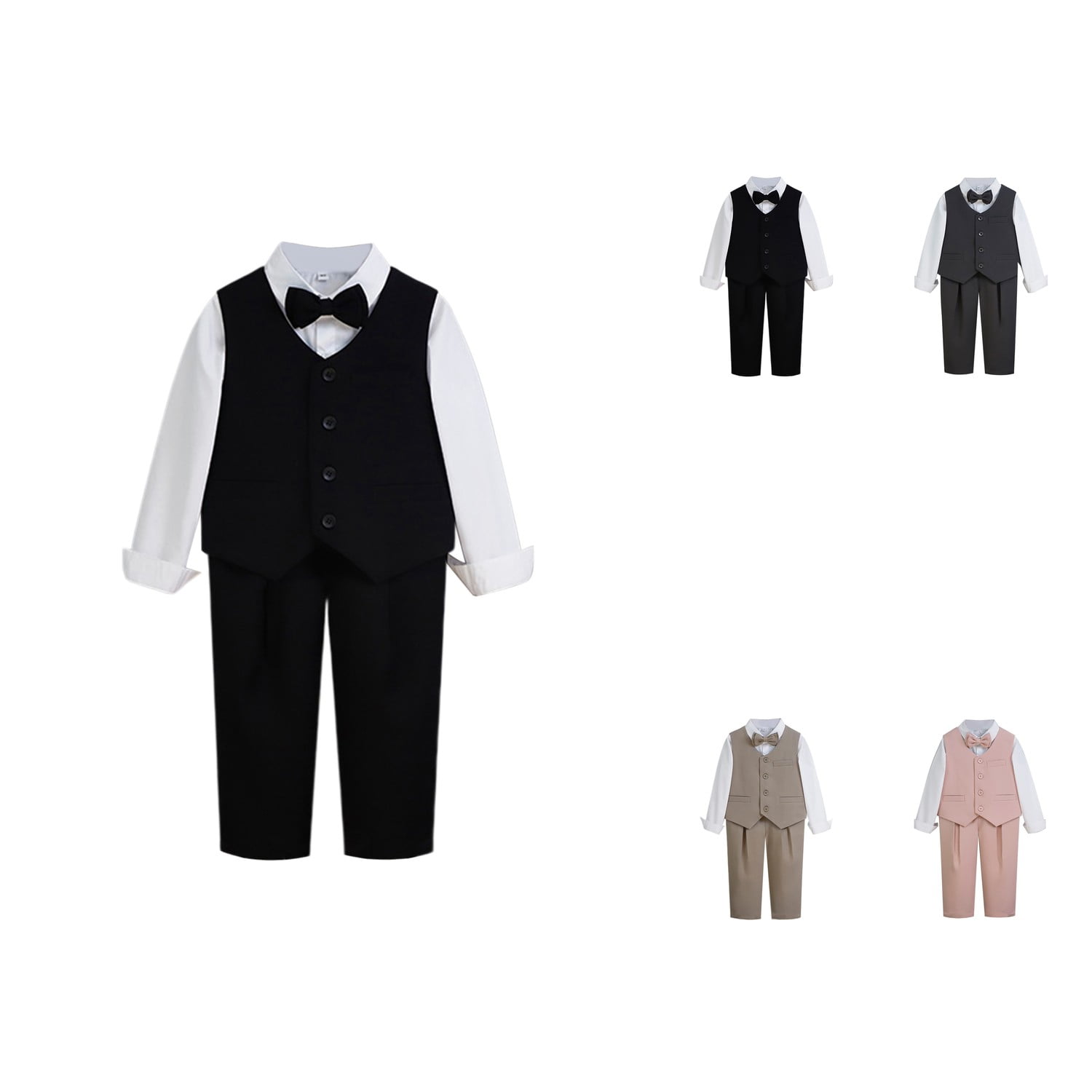 Boy's Formal Suit Jacket Outfit with Bow Tie, Shirt & Trousers – Large ...