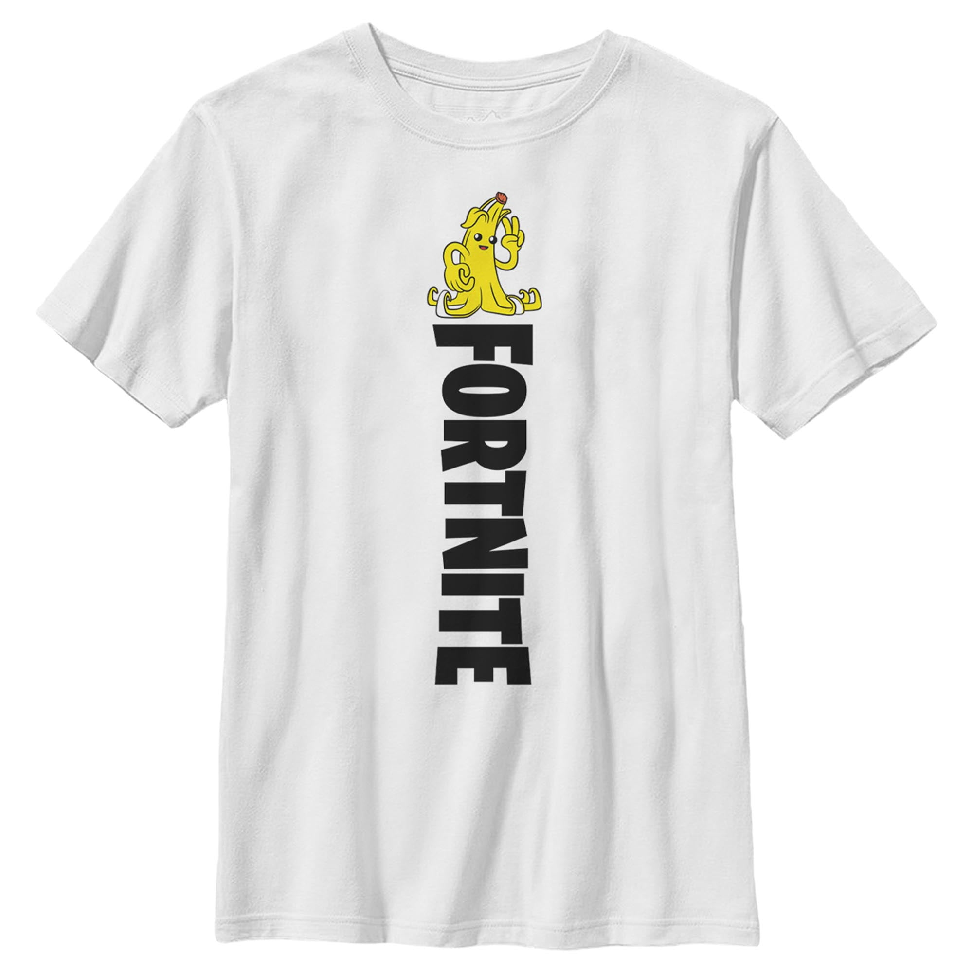 Boy's Fortnite Peely Peace Sign Vertical Logo Graphic Tee White X Large ...