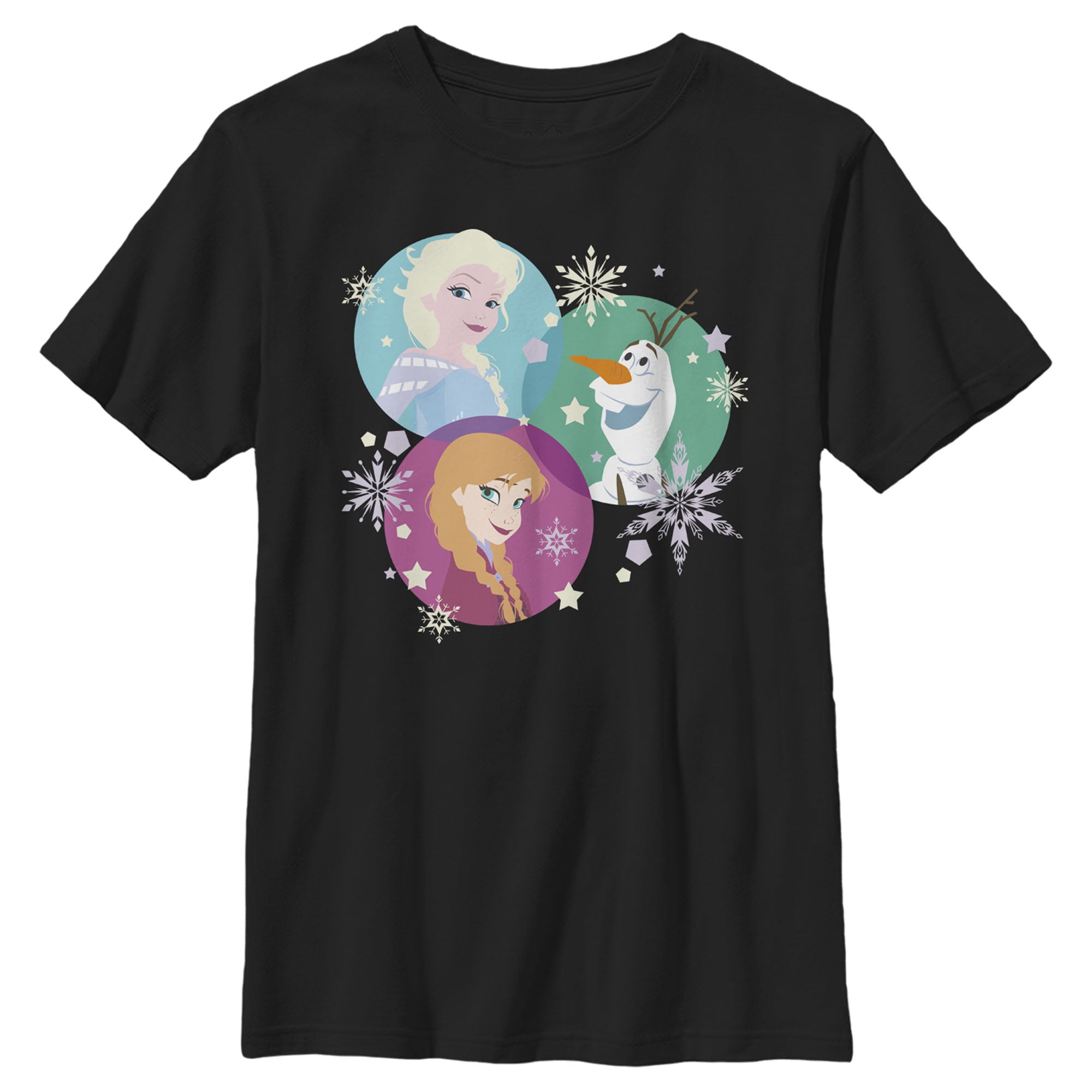 Boy's Frozen Character Snowflakes Graphic Tee Black Large - Walmart.com