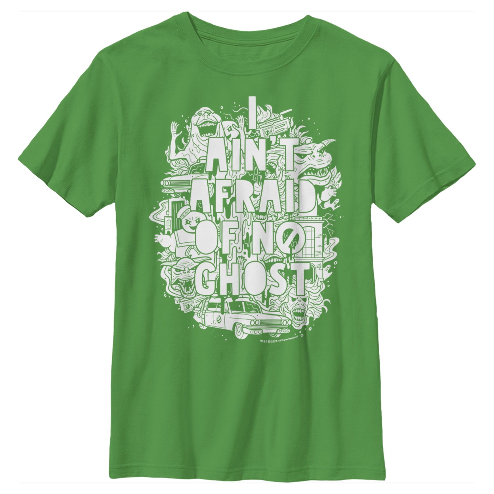 Boy's Ghostbusters Ain't Afraid Ghost Collage Graphic Tee Kelly Green ...