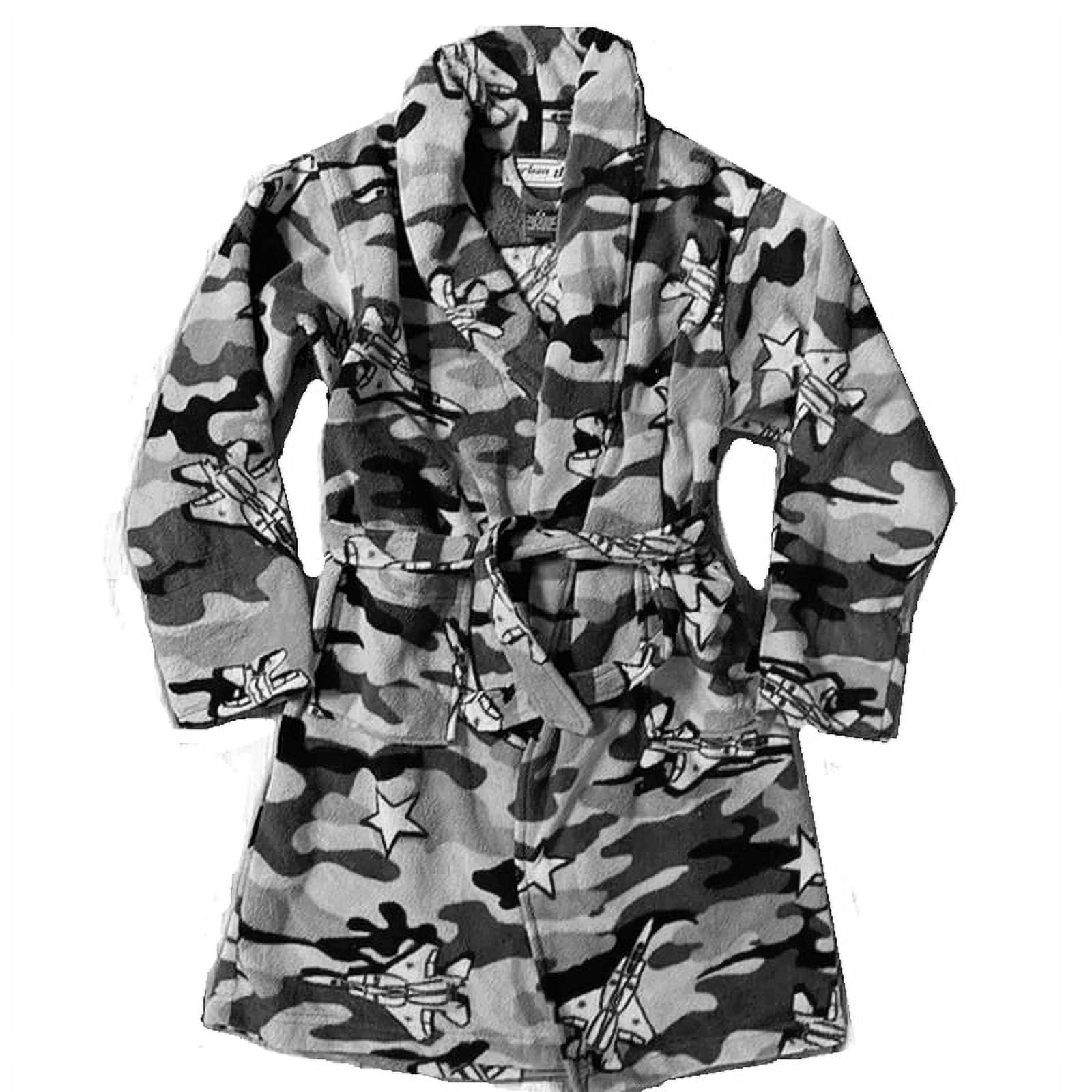 Boy's Gray Camouflage Fighter Jets Plush Fleece Bathrobe, Robe, Size ...