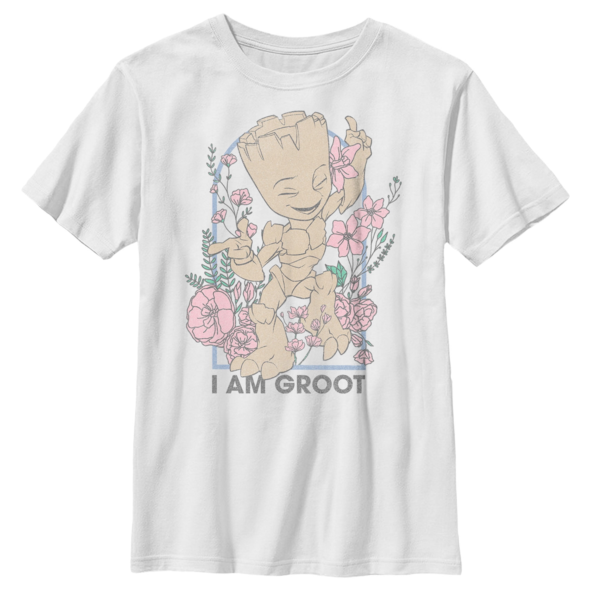 Boy's Guardians of the Galaxy Floral I Am Groot Graphic Tee White ...