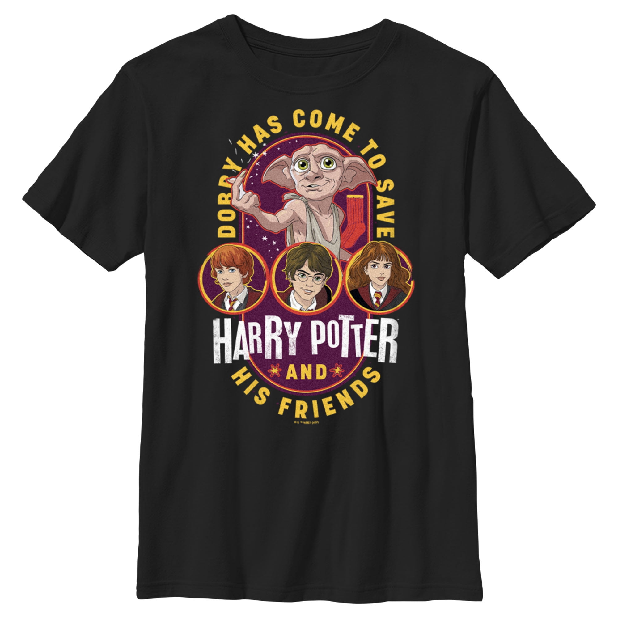 Boy's Harry Potter Dobby Has Come to Save Cartoon Graphic Tee Black ...