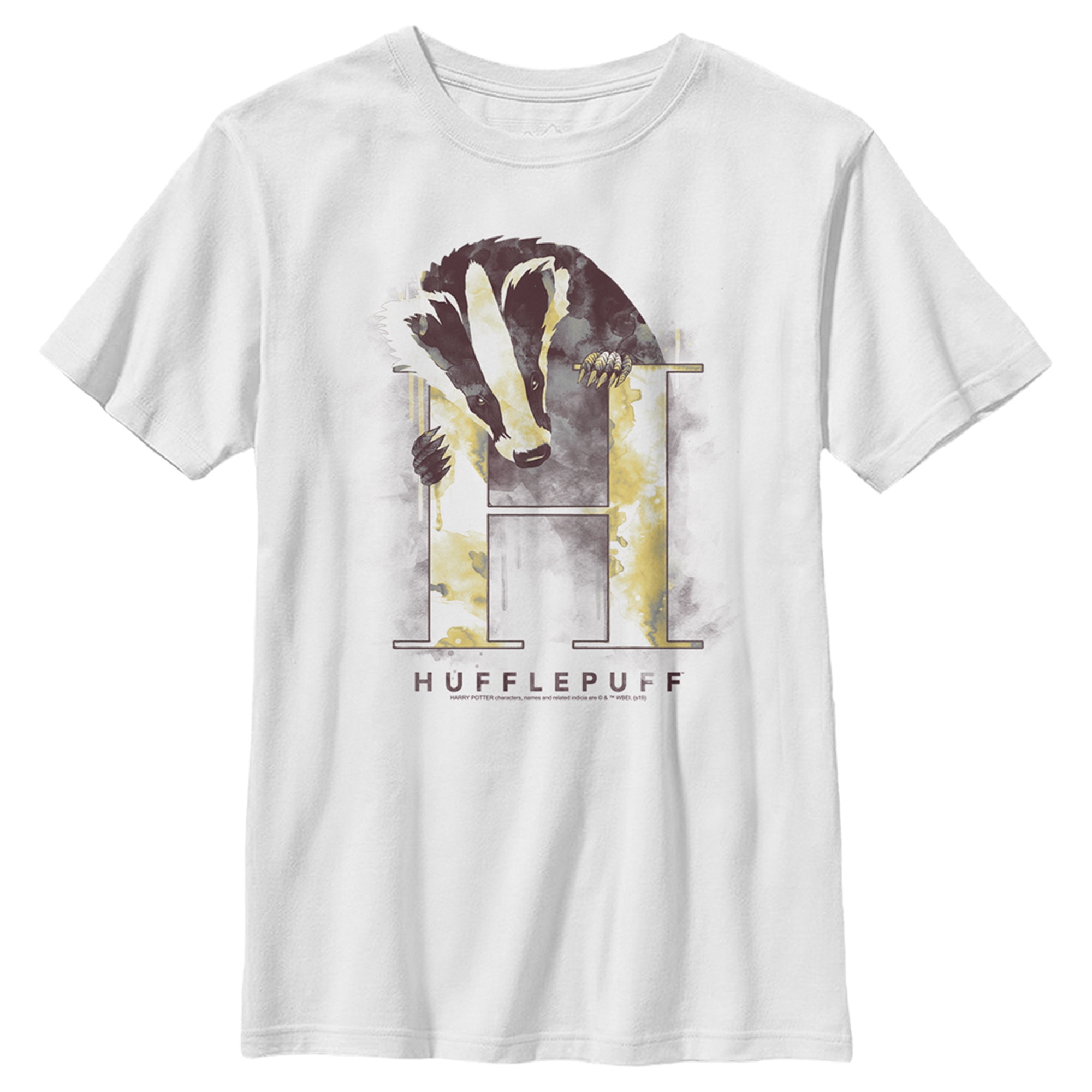 Boy's Harry Potter Hufflepuff Badger Watercolor Graphic Tee White Large ...