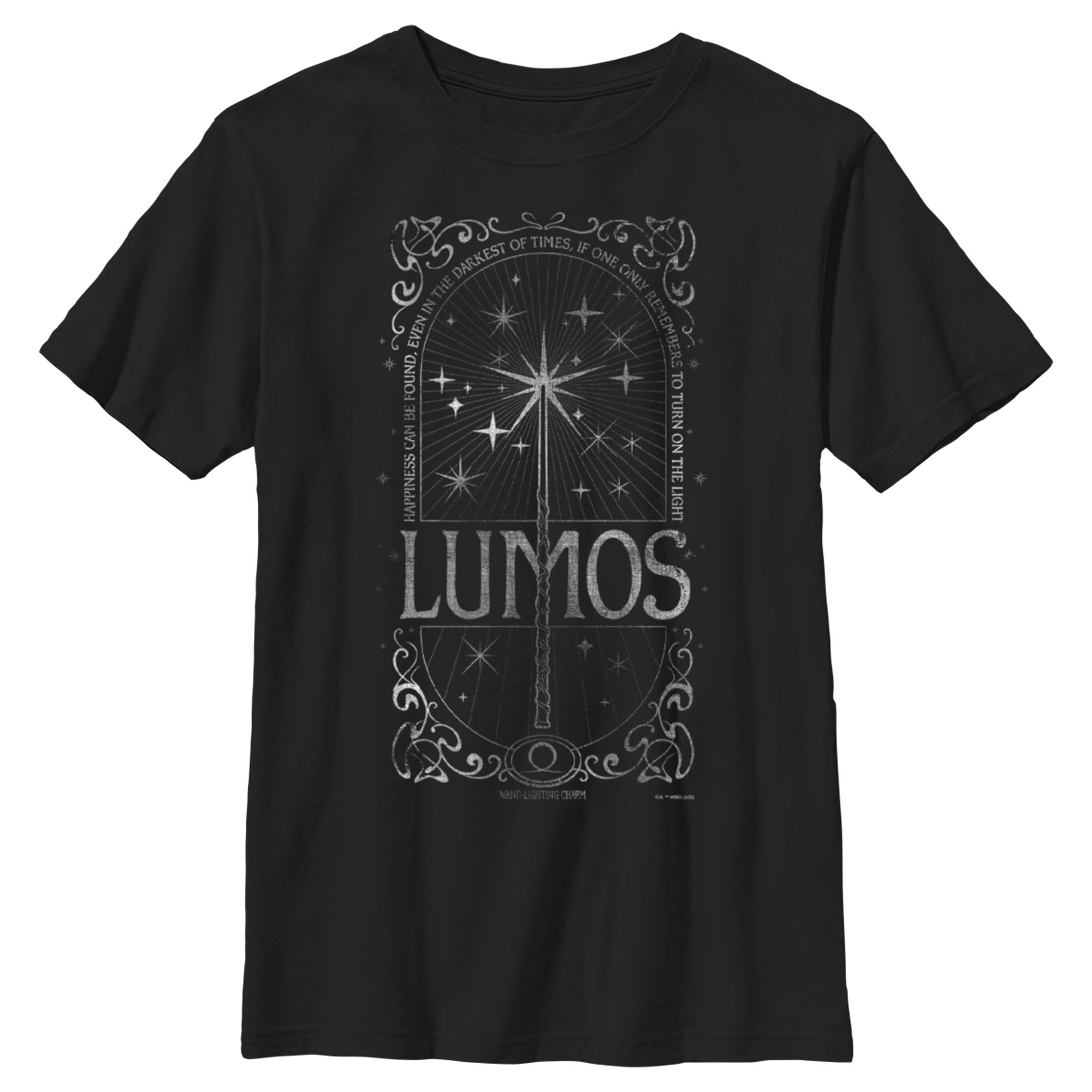 Boy's Harry Potter Lumos Happiness Spell Graphic Tee Black Small ...