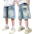 Boy's Jean Shorts Elastic Waist Wide Leg Denim Shorts Casual Cool Cargo ...