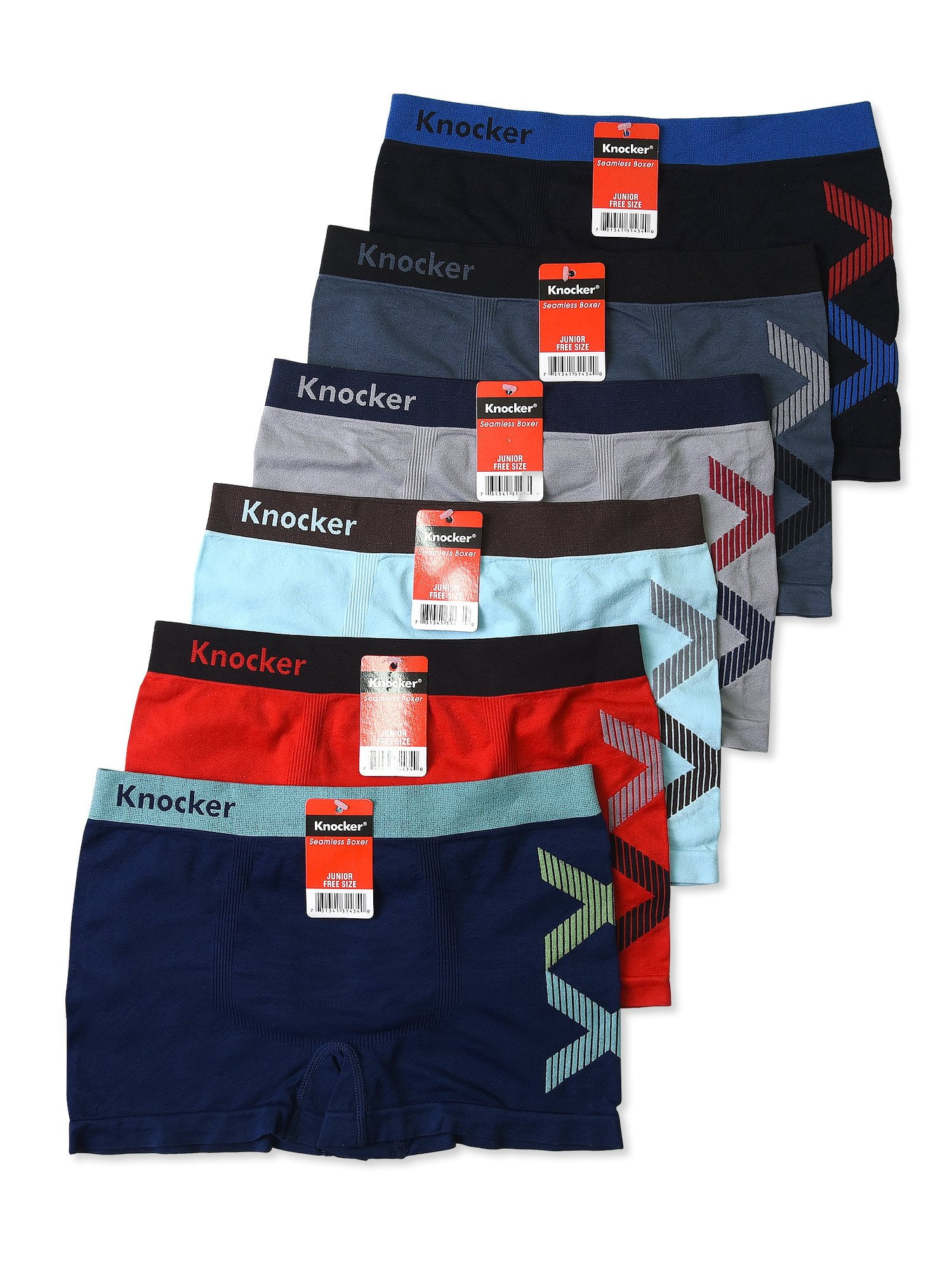 Boy's Junior Pack of 6 Seamless Nylon Boxer Briefs Sets (Double X ...