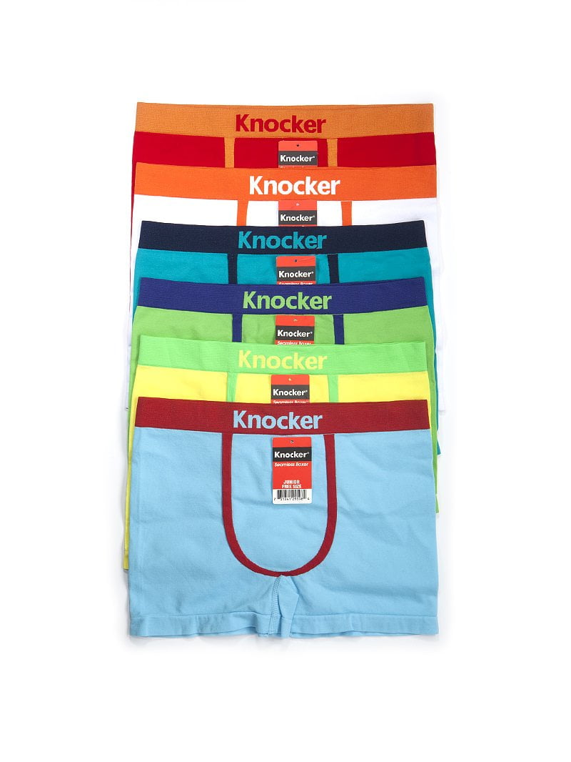 Boy's Junior Pack of 6 Seamless Nylon Boxer Briefs Sets (Solid ...