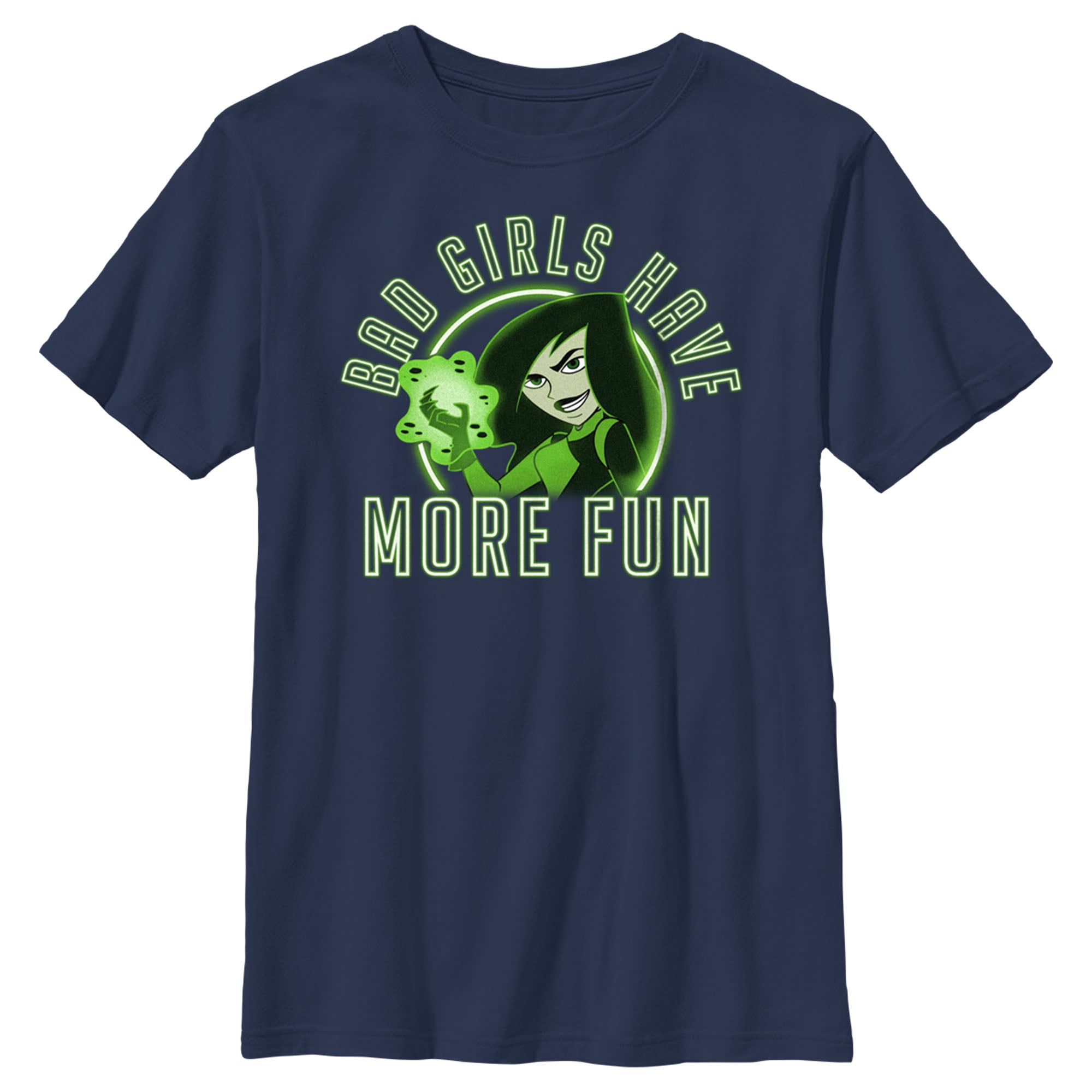 Boy's Kim Possible Neon Green Shego Graphic Tee Navy Blue Large ...