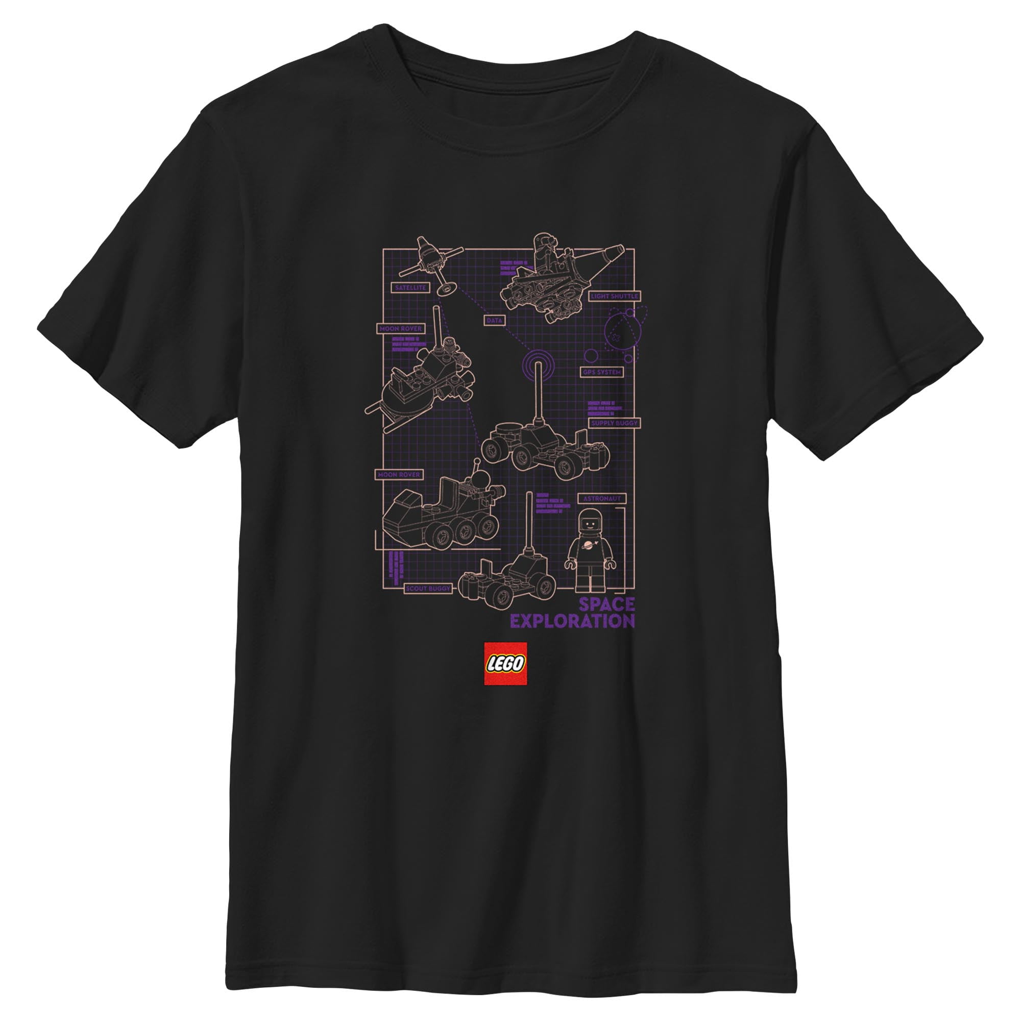 Boy's LEGO Space Exploration Schematic Graphic Tee Black Large ...