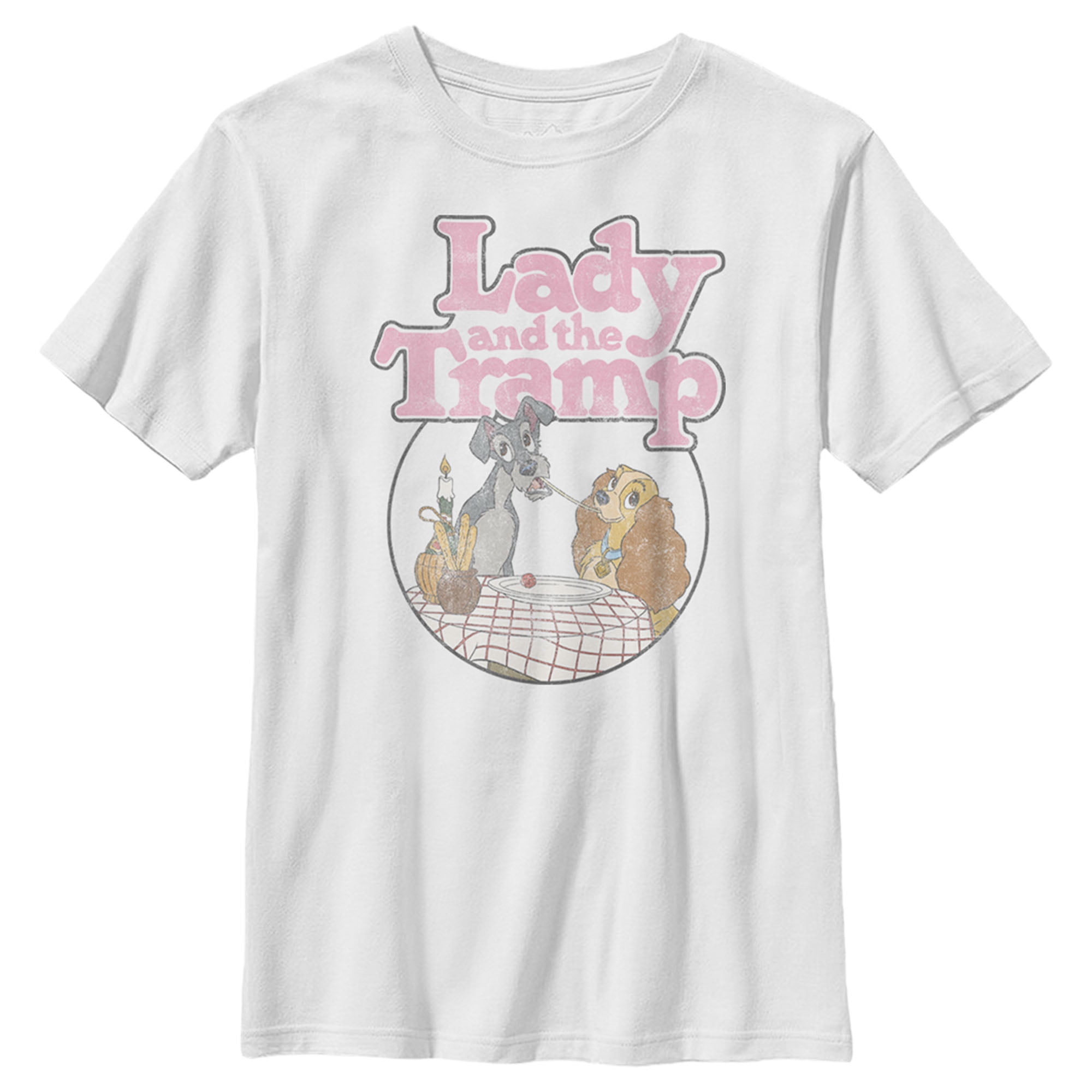 Boy's Lady and the Tramp Distressed Spaghetti Kiss Movie Logo Graphic ...