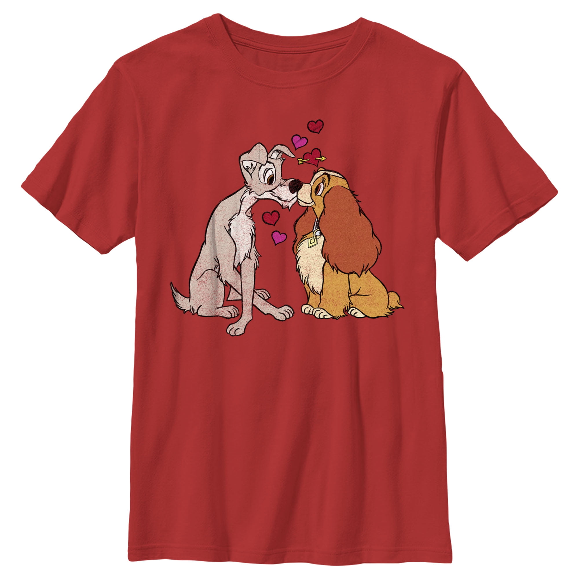 Boy's Lady and the Tramp Puppy Love Graphic Tee Red Small - Walmart.com
