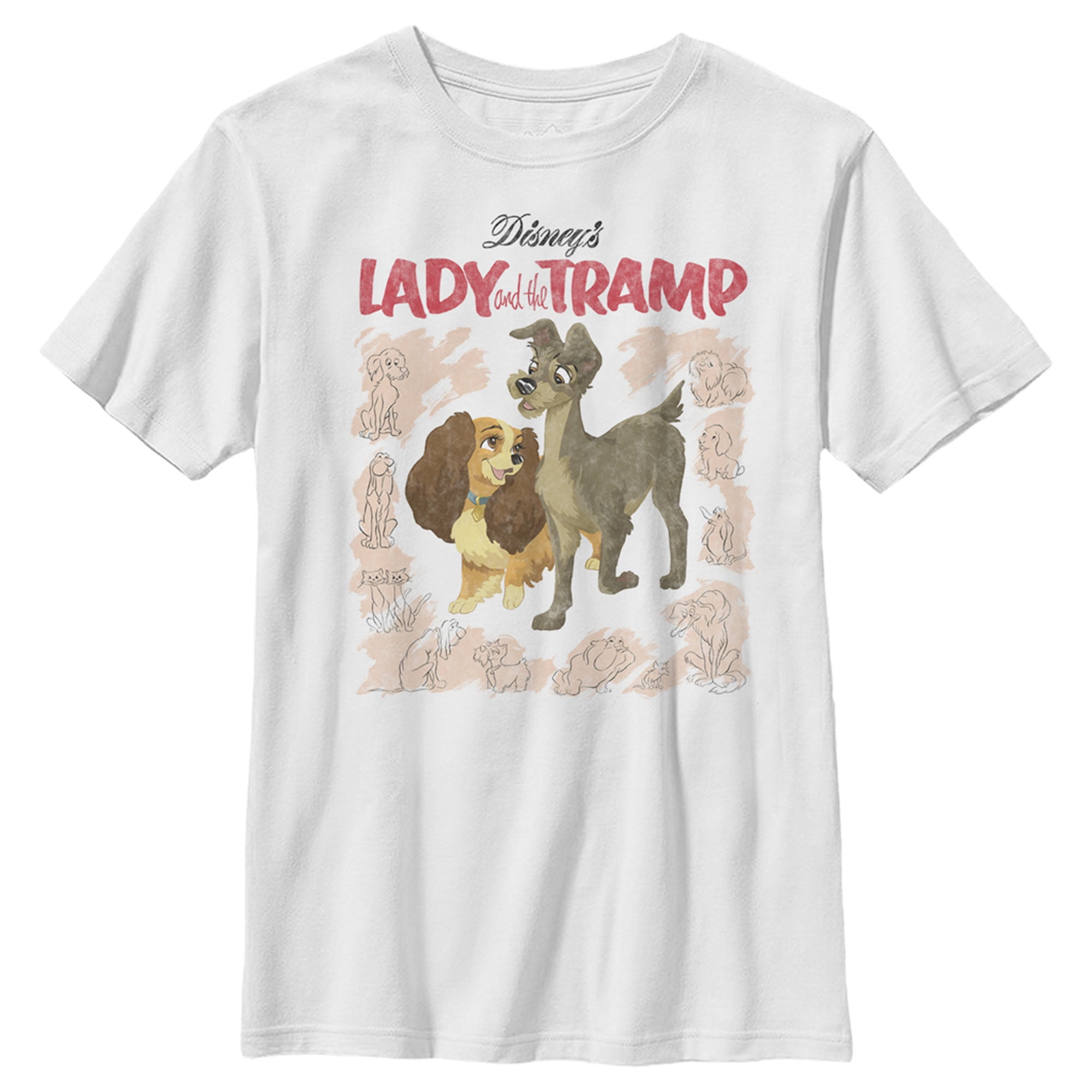 Boy's Lady and the Tramp Retro Movie Cover Graphic Tee White Small ...