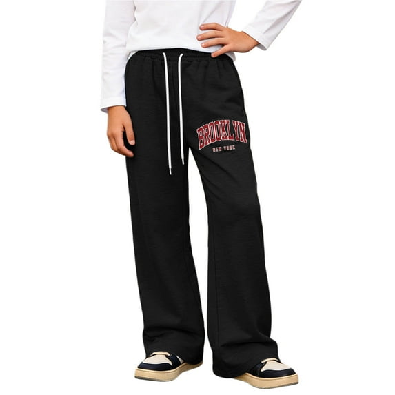 Boy's Letter Graphic Wide Leg Sweatpants Baggy Pants Athletic Track ...