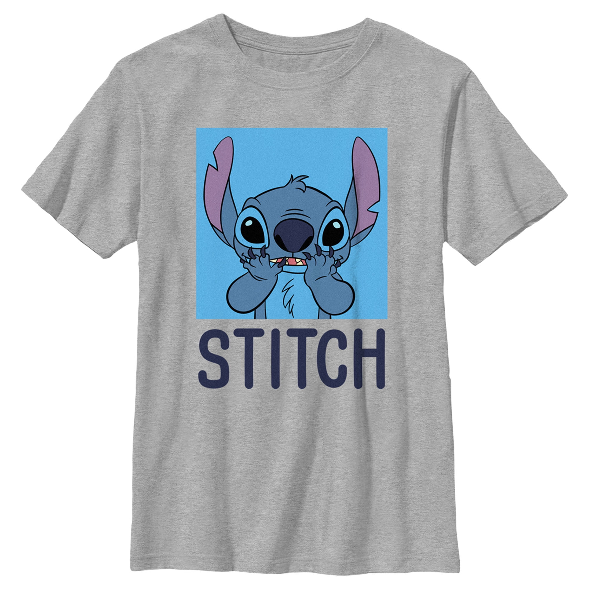 Boy's Lilo & Stitch Blue Square Portrait Stitch Graphic Tee Athletic ...