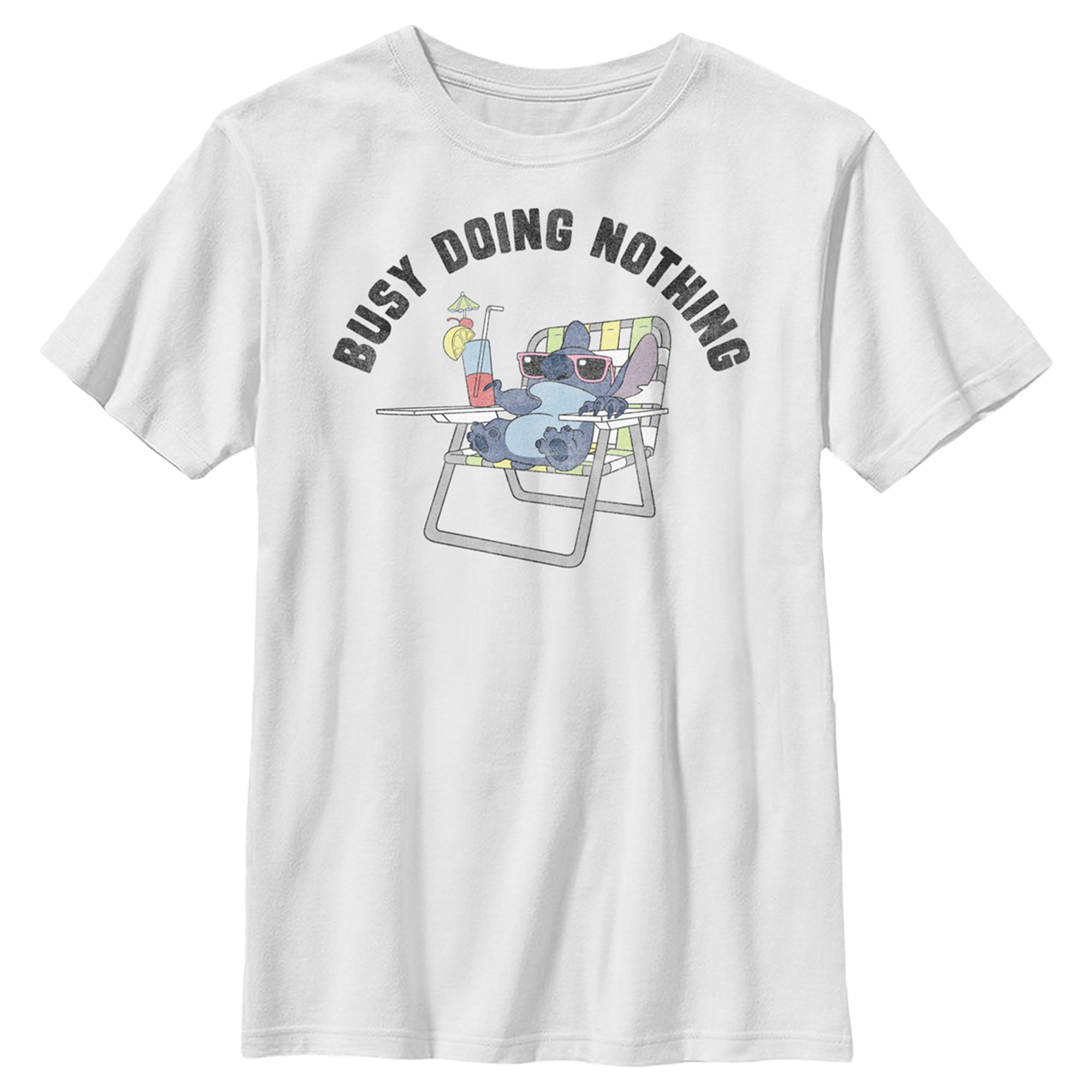 Boy's Lilo & Stitch Busy Doing Nothing Graphic Tee White Medium ...