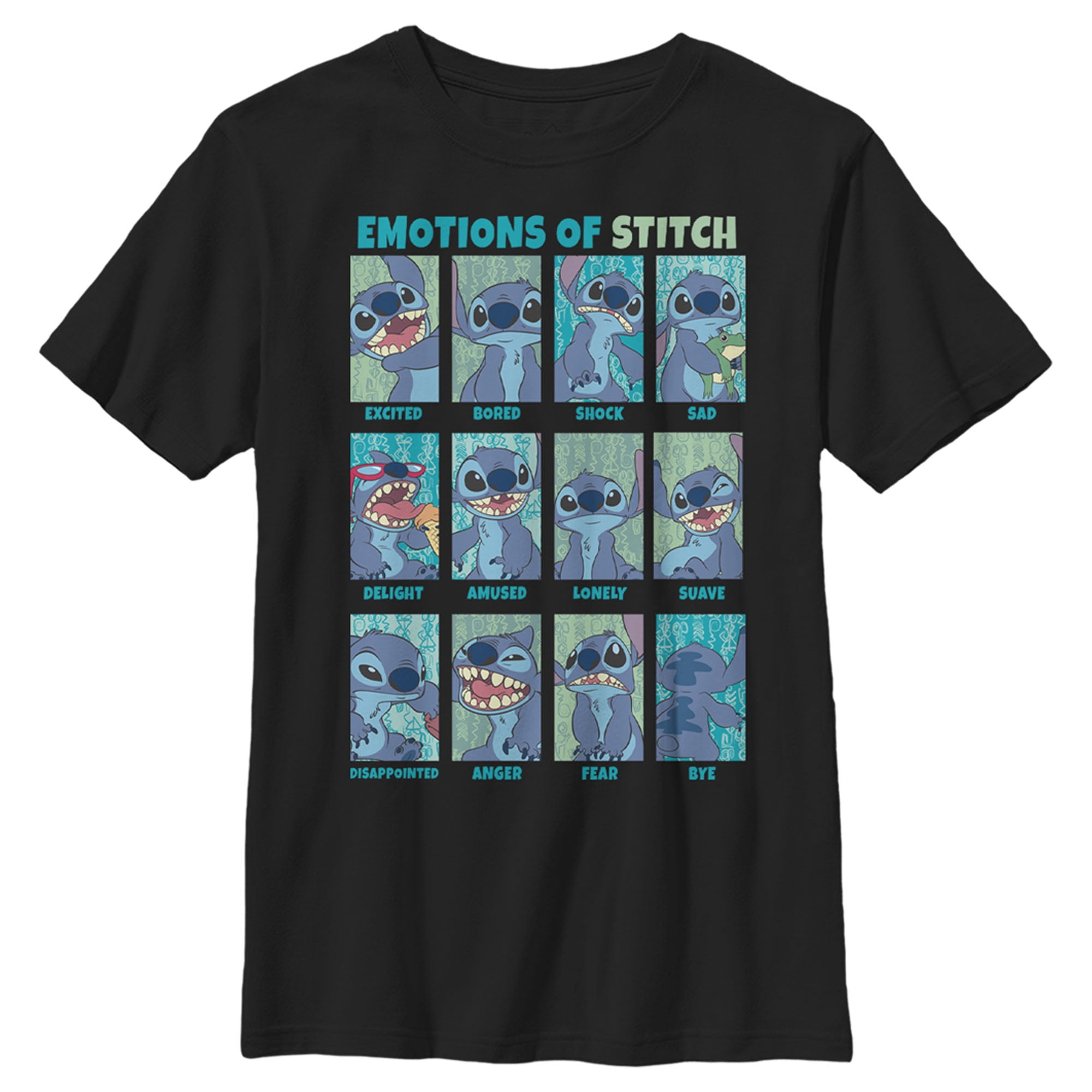 Disney's Lilo & Stitch Emotions of 626 Graphic Tee for Kids, Black ...