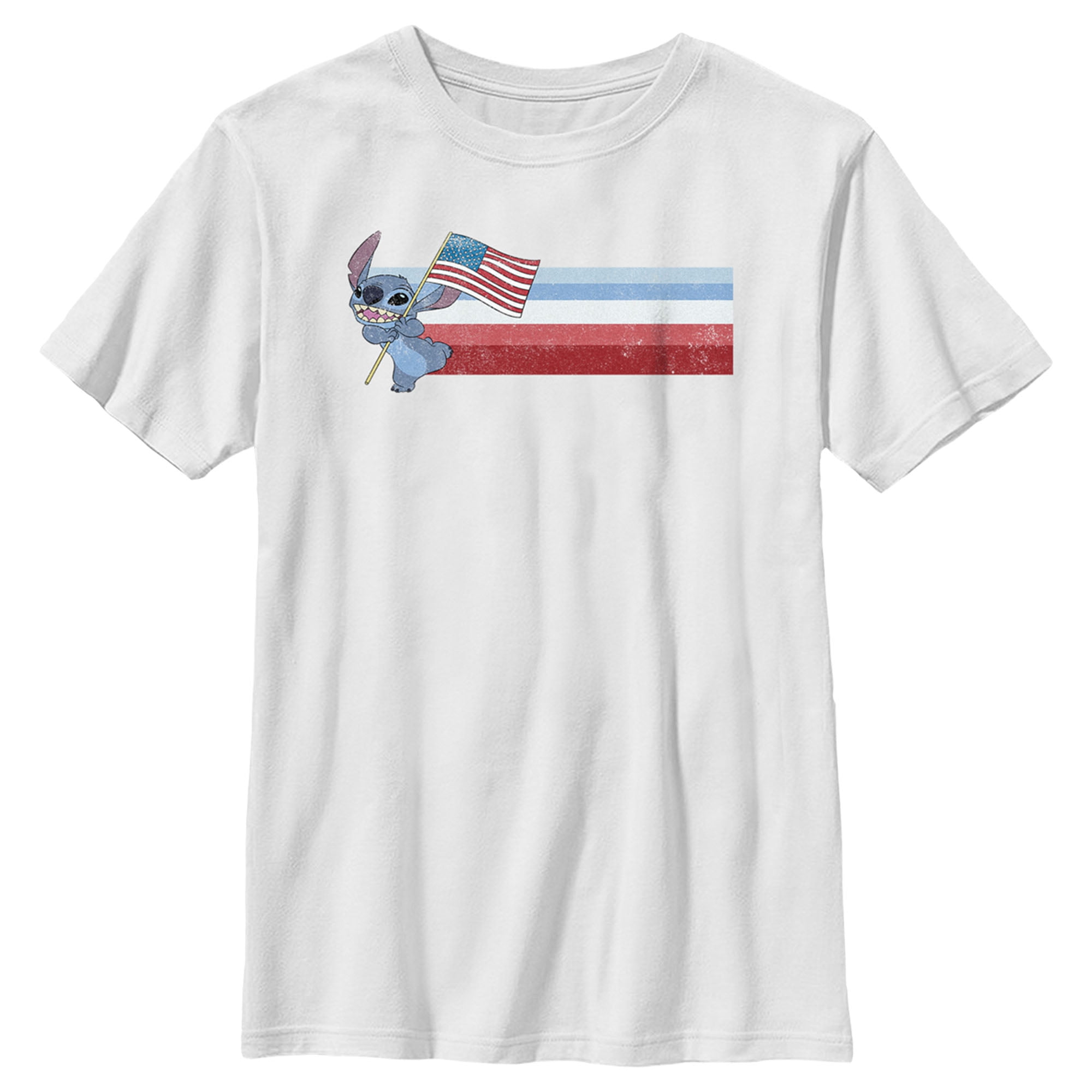 Boy's Lilo & Stitch Flying the American Flag Graphic Tee White X Large ...