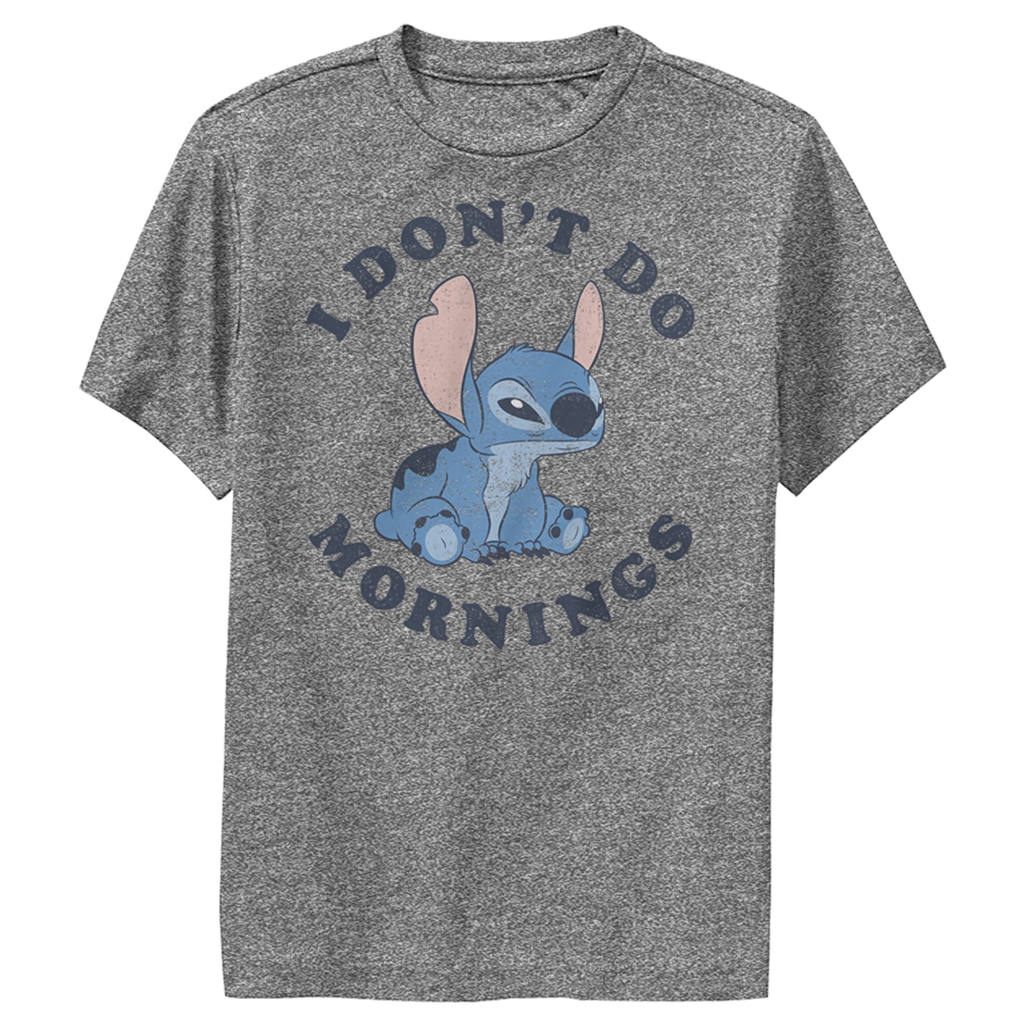 Boy's Lilo & Stitch I Don't Do Mornings Stitch Distressed Performance ...