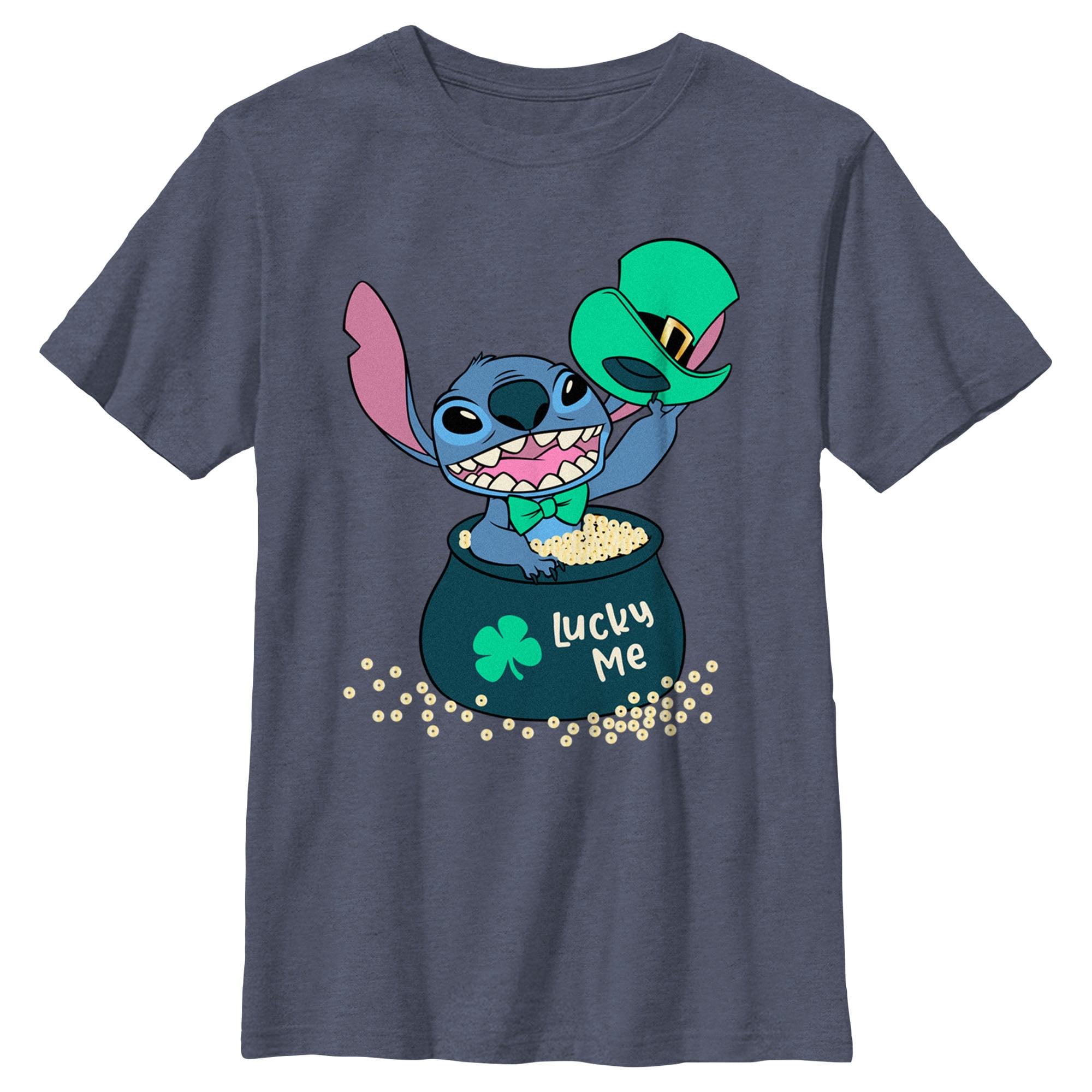 Boy's Lilo & Stitch Lucky Me Leprechaun Stitch Graphic Tee Navy Blue ...