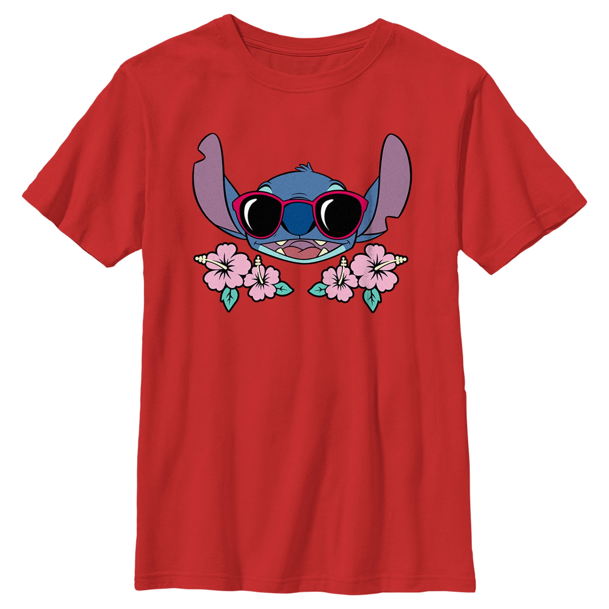 Boy's Lilo & Stitch Red Sunglasses Stitch Graphic Tee Red Large ...