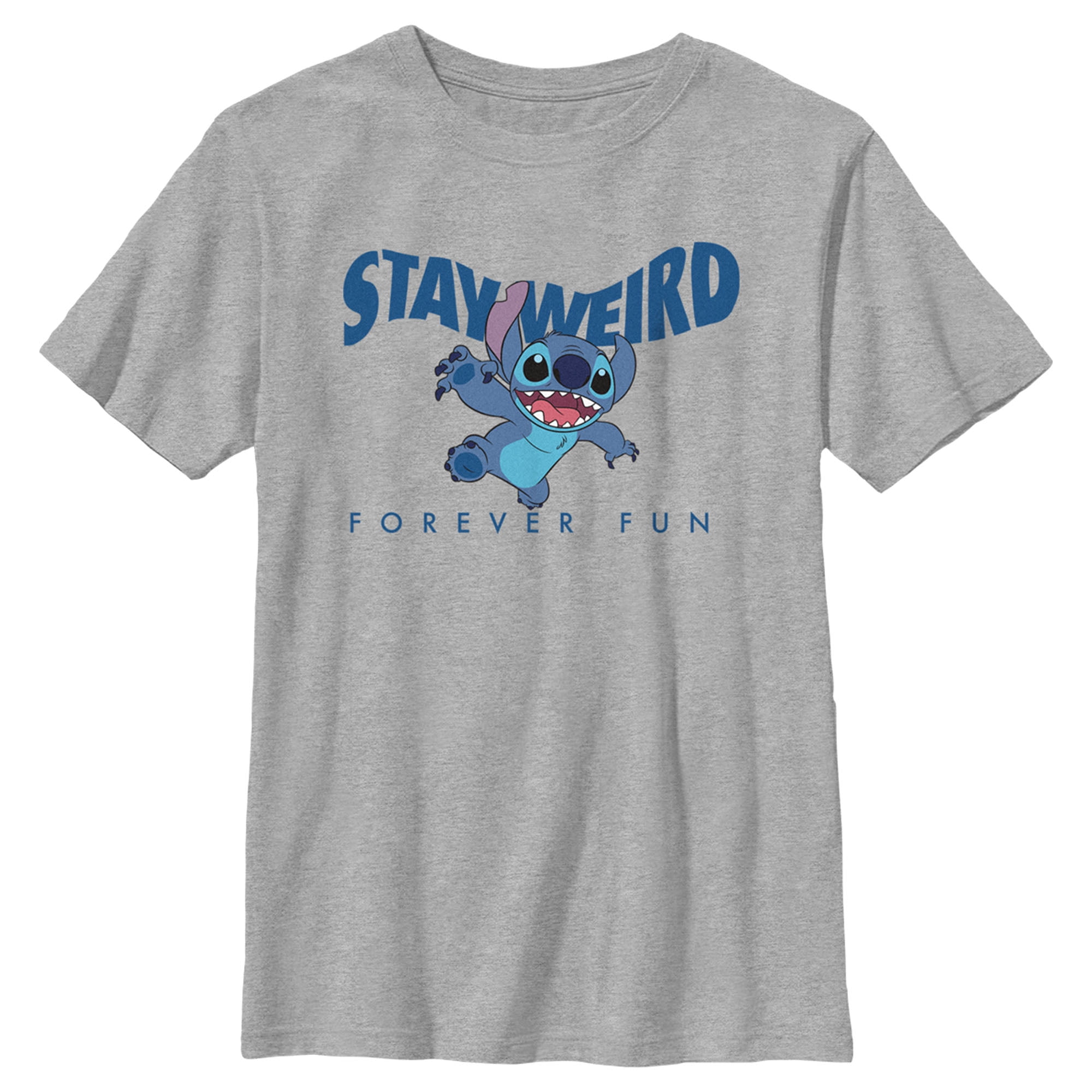 Boy's Lilo & Stitch Stay Weird Forever Fun Graphic Tee Athletic Heather ...