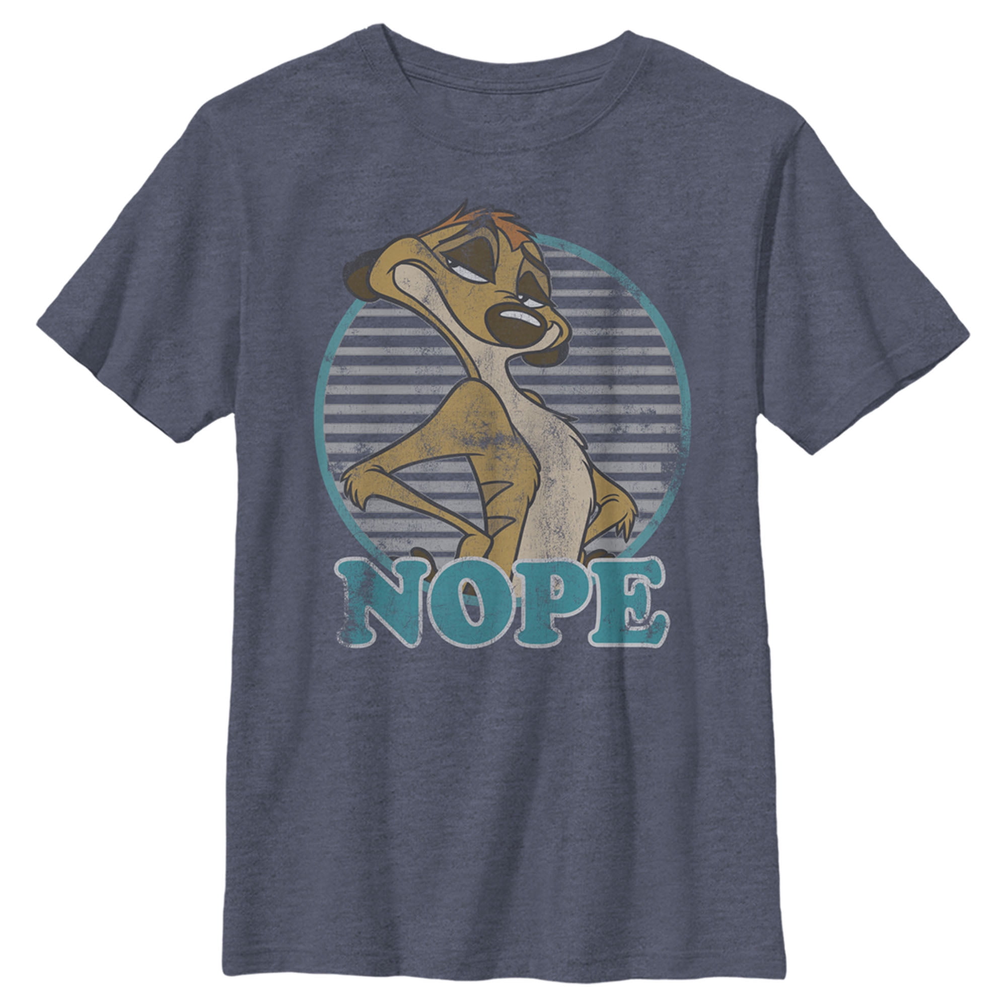 Boy's Lion King Retro Nope Timon Graphic Tee Navy Blue Heather Small ...