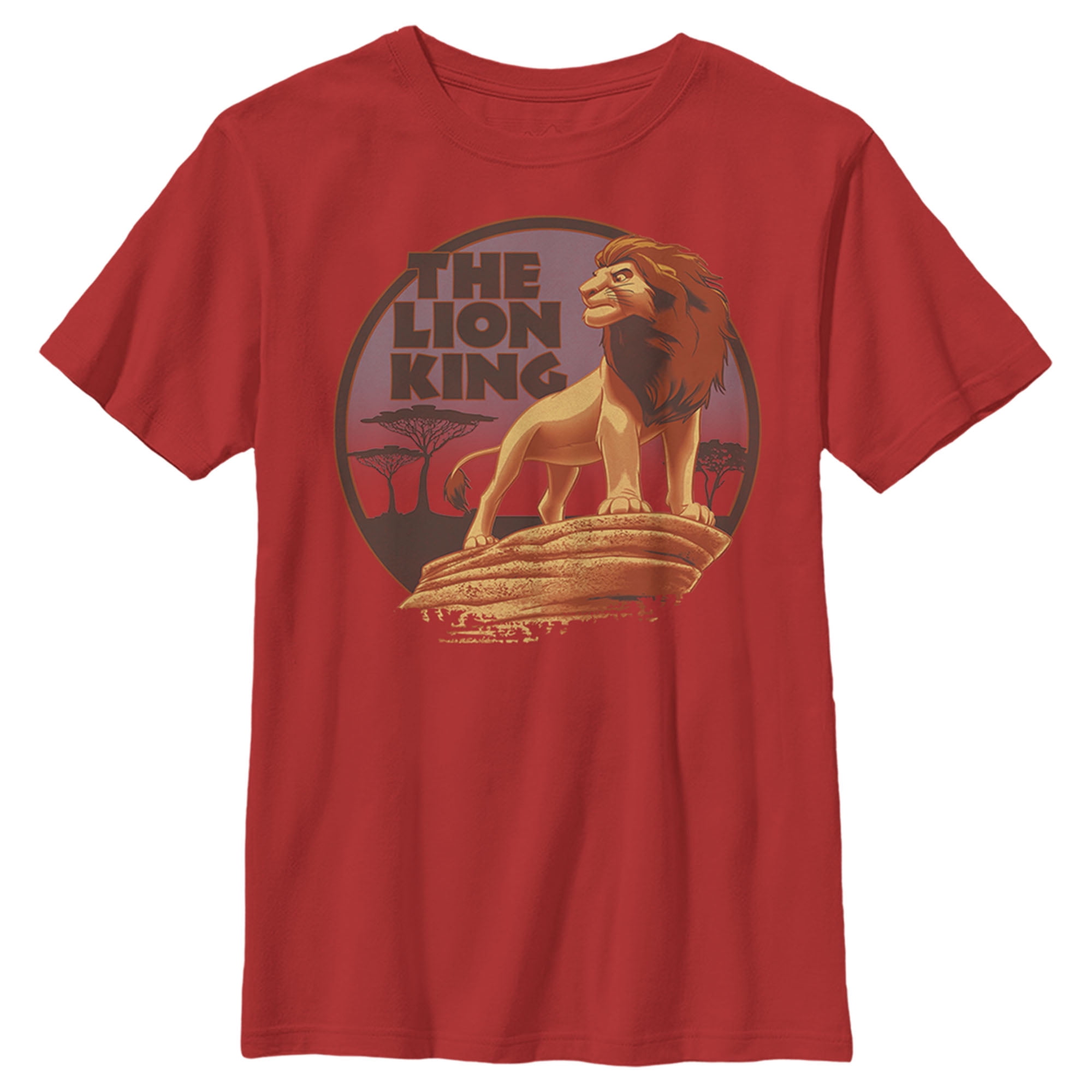 Boy's Lion King Retro Simba on Pride Rock Graphic Tee Red Large ...