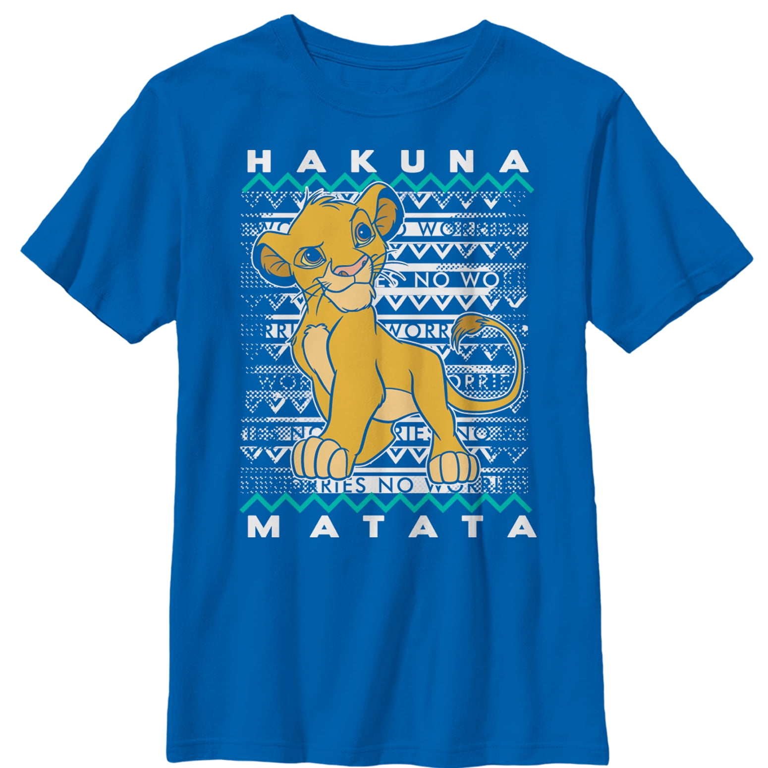Boy's Lion King Simba Diagonal Stripe Graphic Tee Royal Blue Large ...