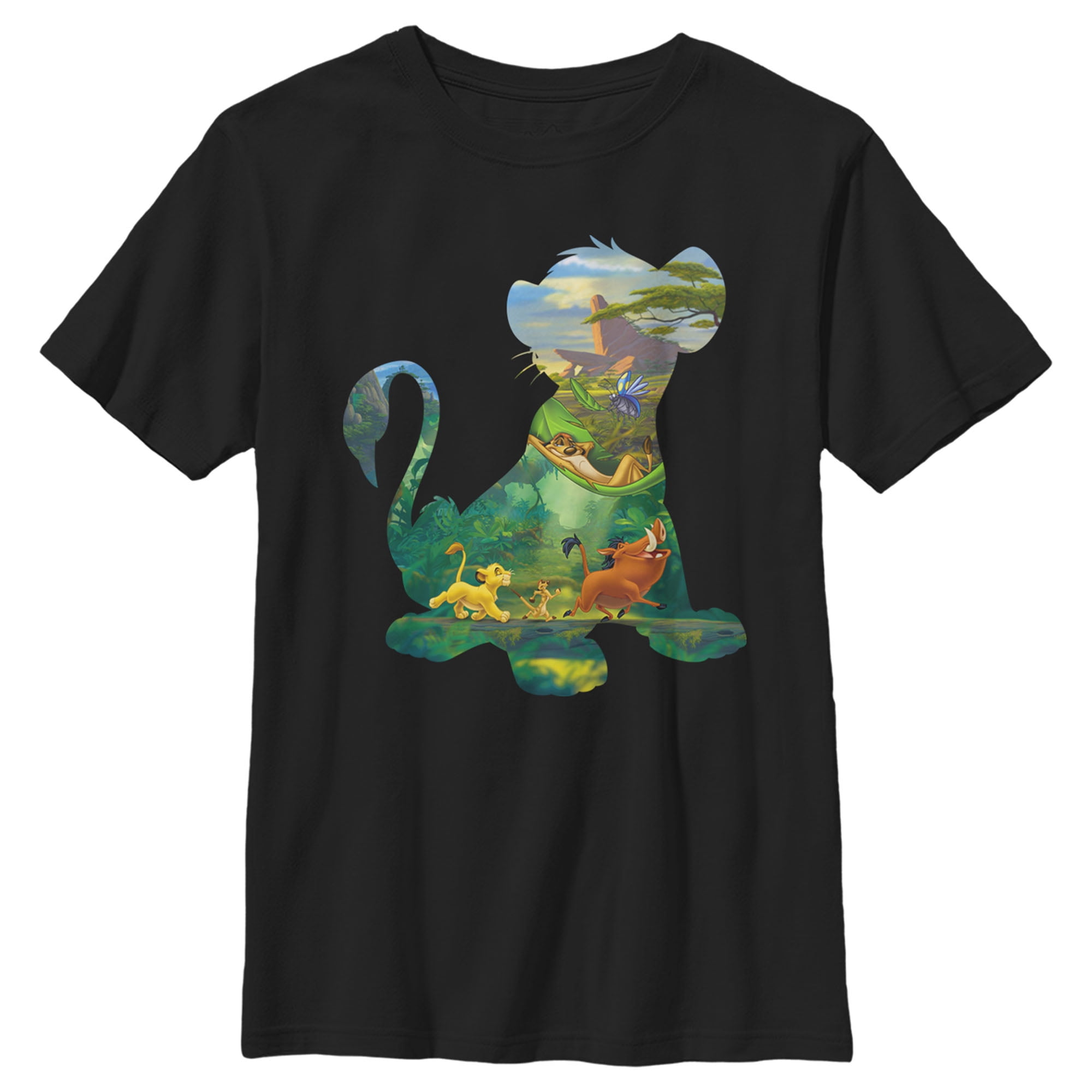 Boy's Lion King Simba Silhouette Pride Rock Graphic Tee Black Large ...