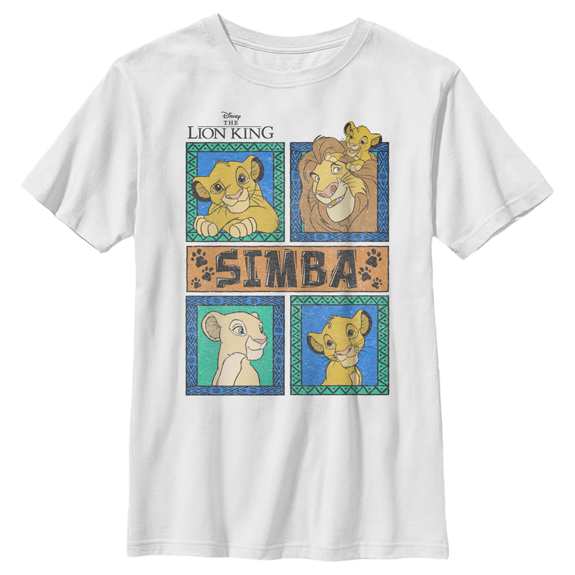 Boy's Lion King Simba and Family Panels Graphic Tee White Medium ...