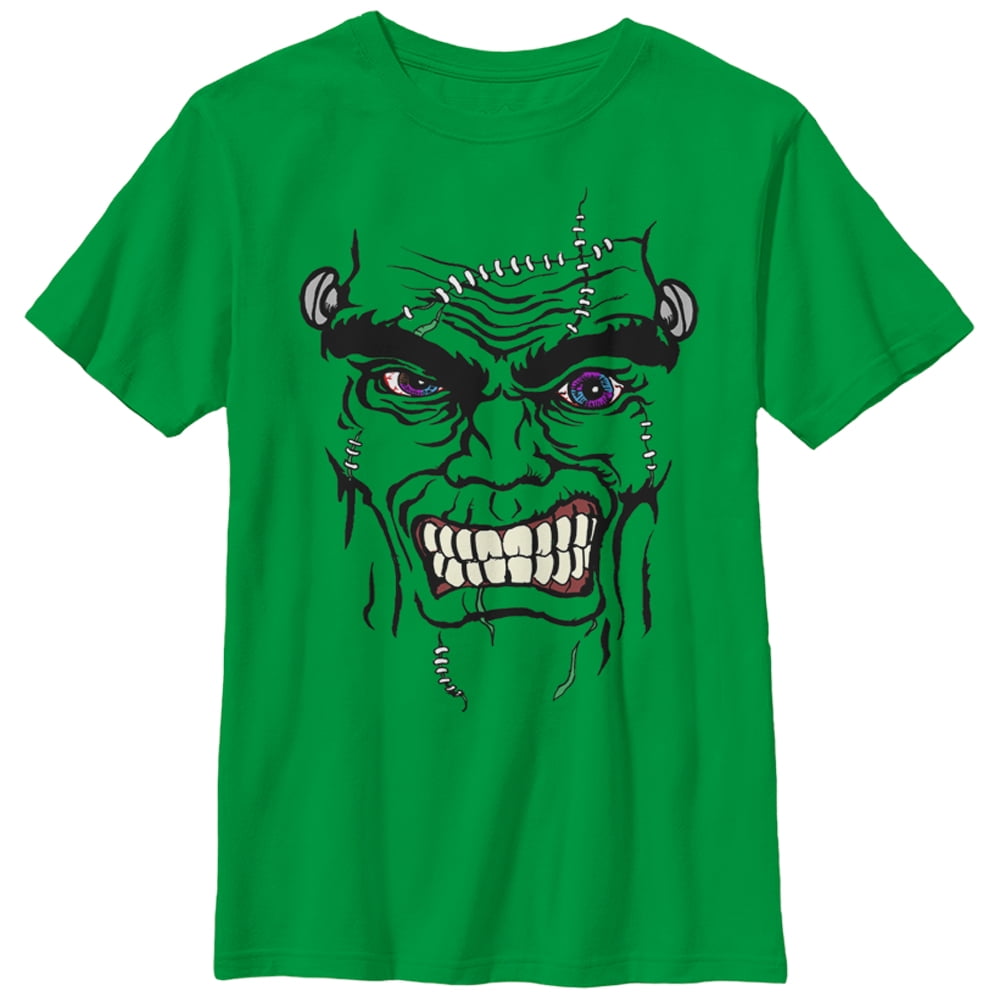 Boy's Lost Gods Halloween Frankenstein Monster Face Graphic Tee Kelly ...