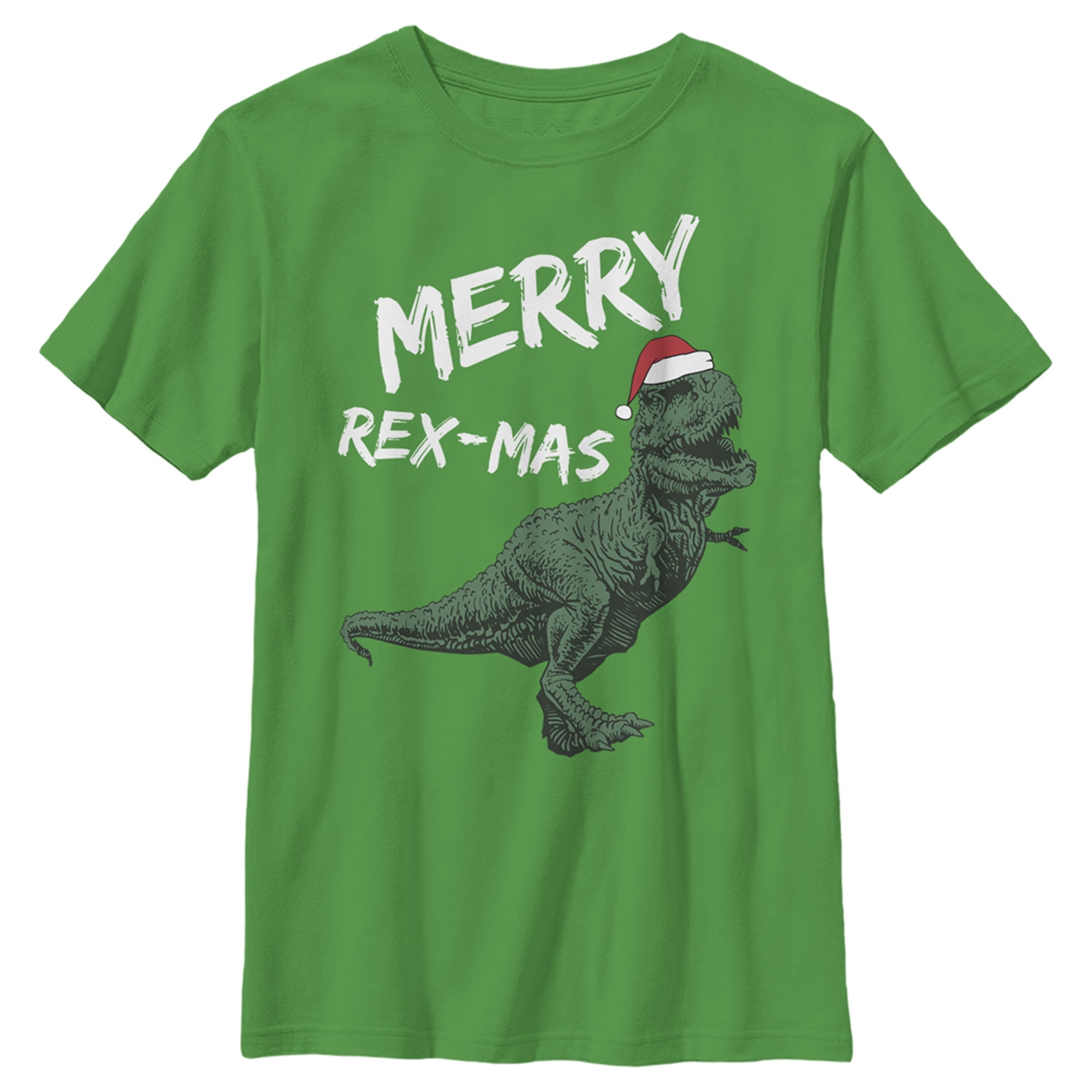 Boy's Lost Gods Merry Rex-Mas Graphic Tee Kelly Green Medium - Walmart.com
