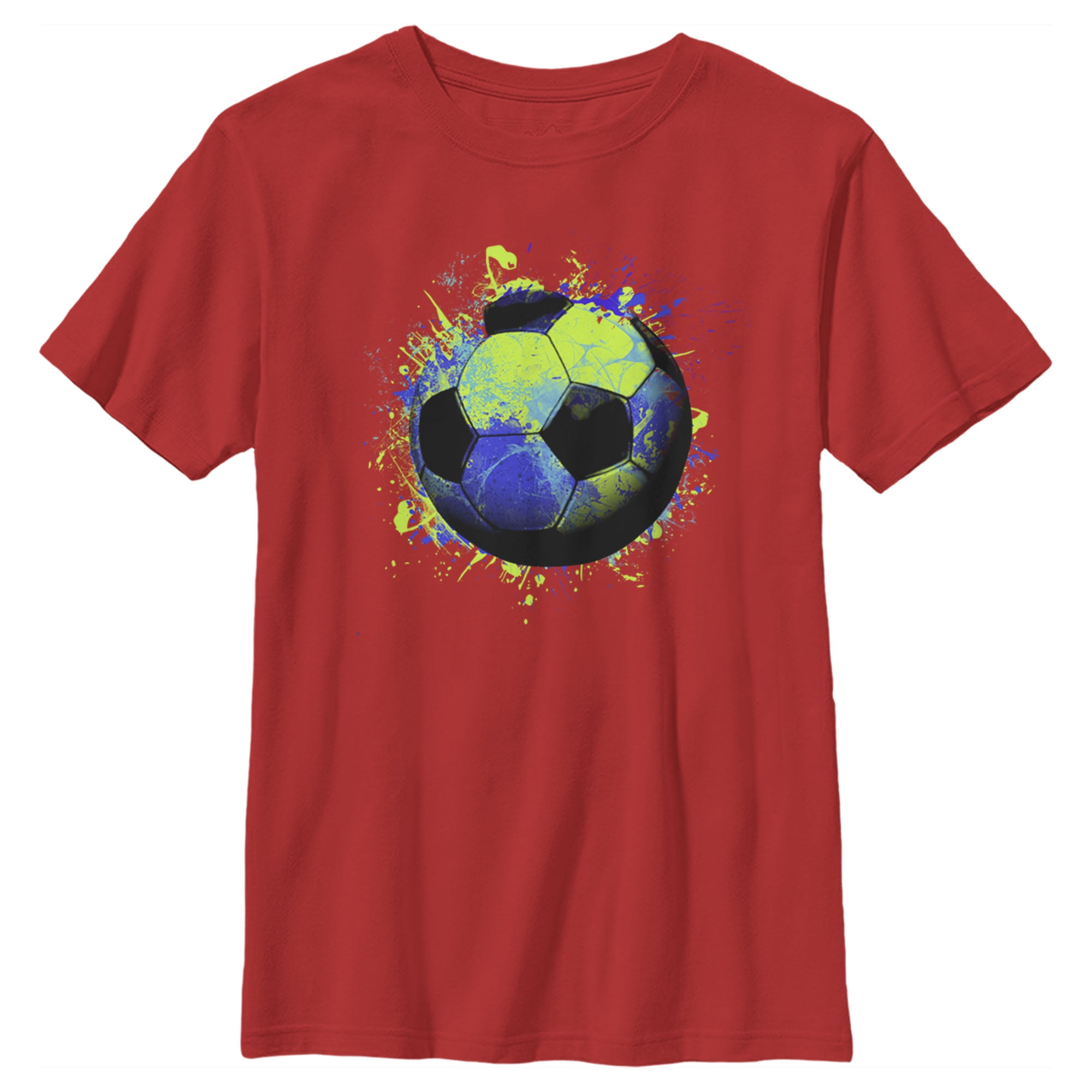 Lost Gods Boy's Paint Splatter Soccer Ball Graphic Tee Shirt for Kids ...
